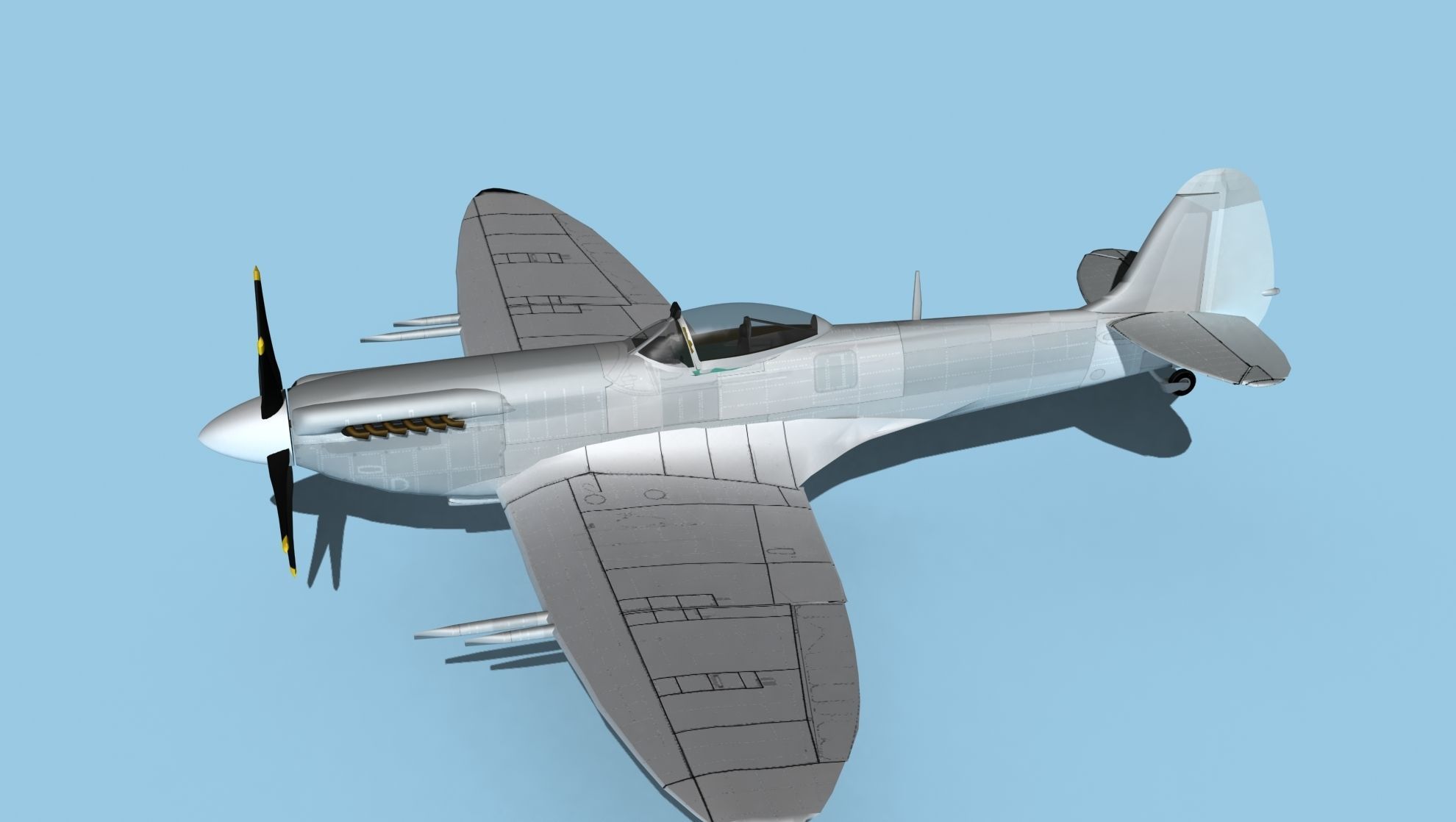 Supermarine Spitfire MK XIVe V00 3D model animated rigged | CGTrader
