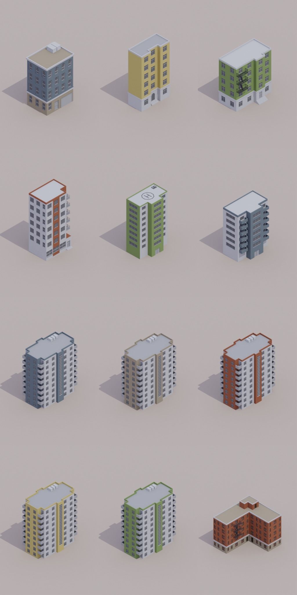 3D model Buildings Big Pack VR / AR / low-poly | CGTrader
