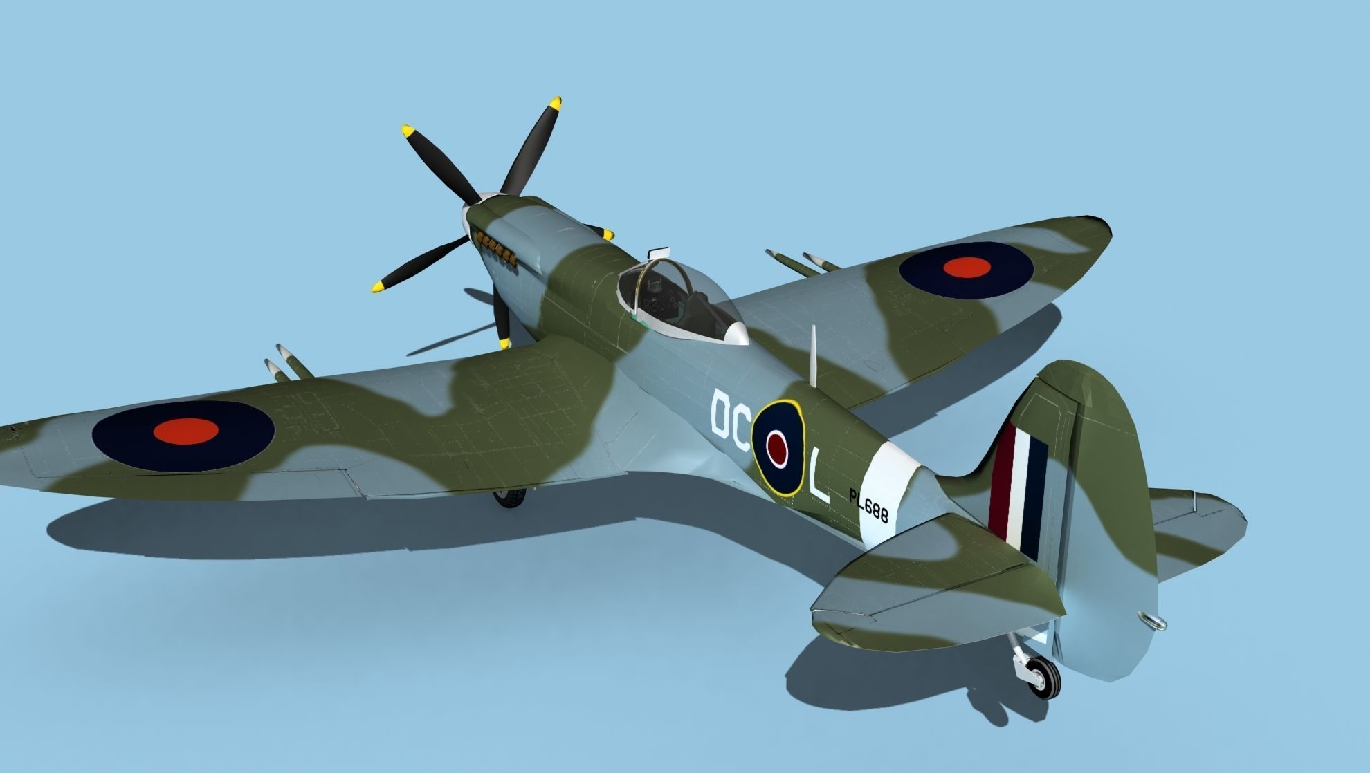 Supermarine Spitfire MK XIVe V01 3D model animated rigged | CGTrader