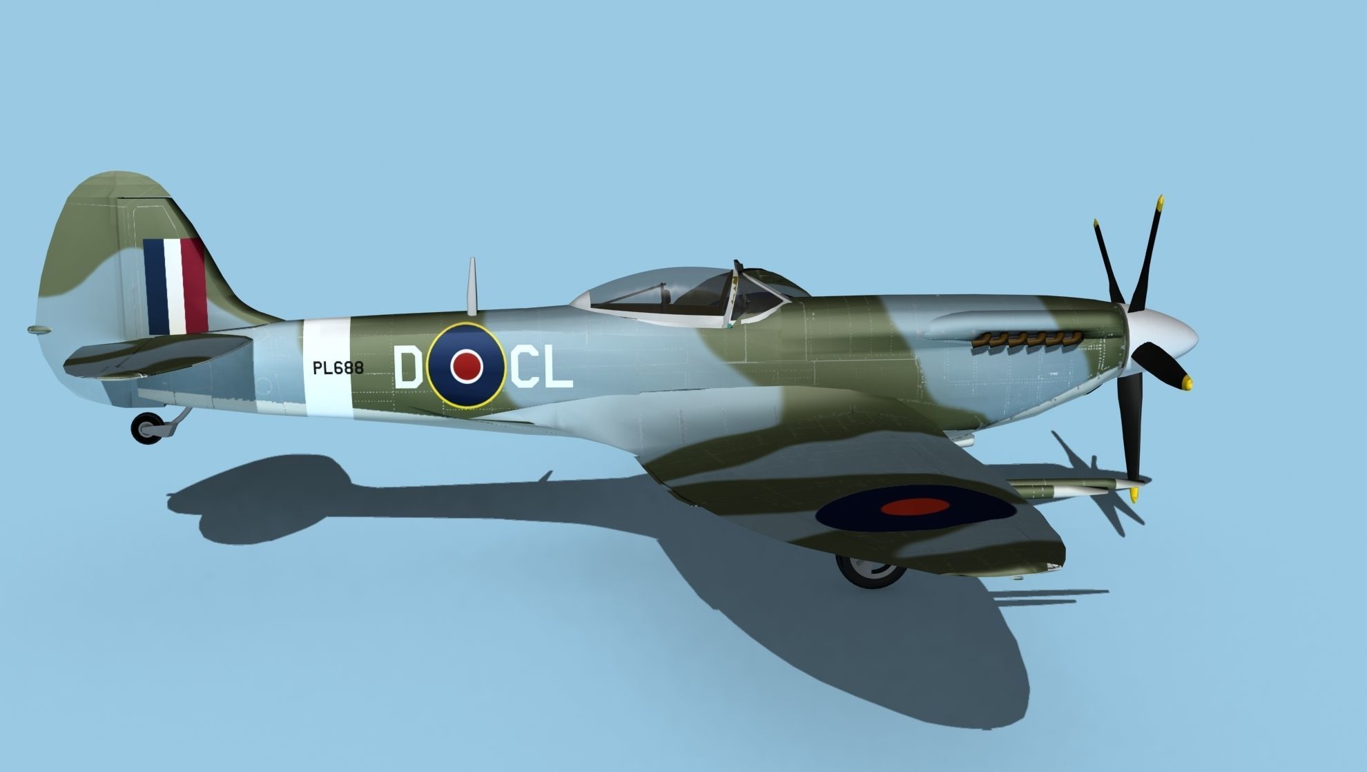 Supermarine Spitfire MK XIVe V01 3D model animated rigged | CGTrader