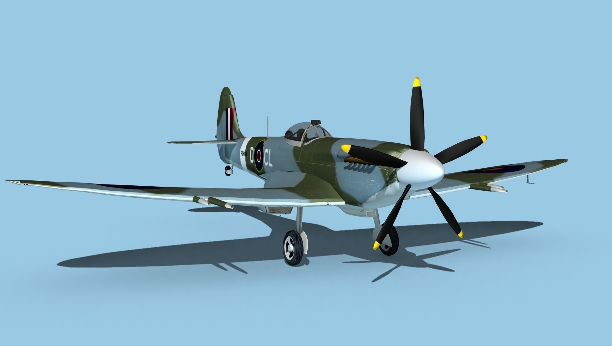 Supermarine Spitfire MK XIVe V01 3D model animated rigged | CGTrader