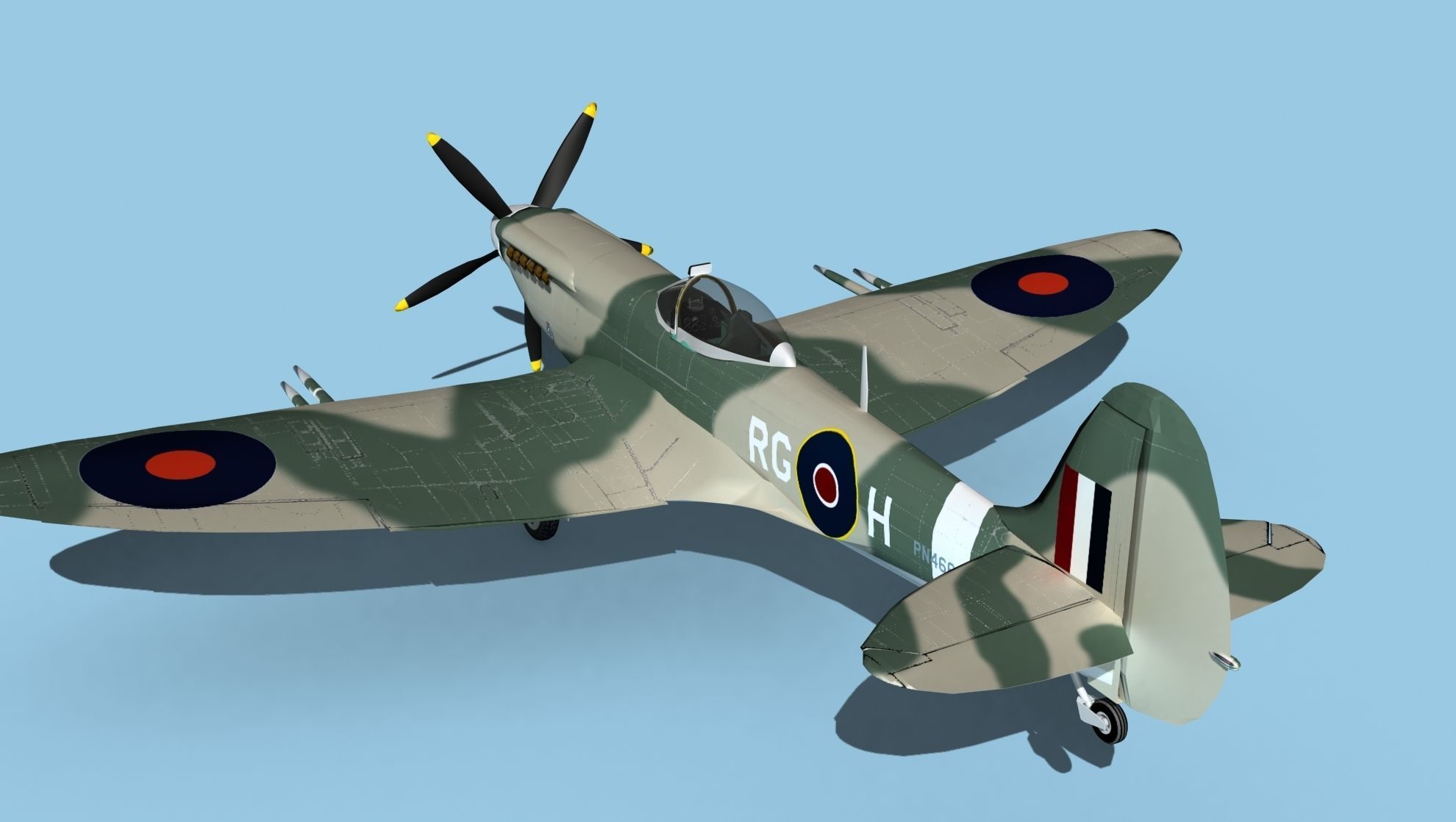 Supermarine Spitfire MK XIVe V02 3D model animated rigged | CGTrader