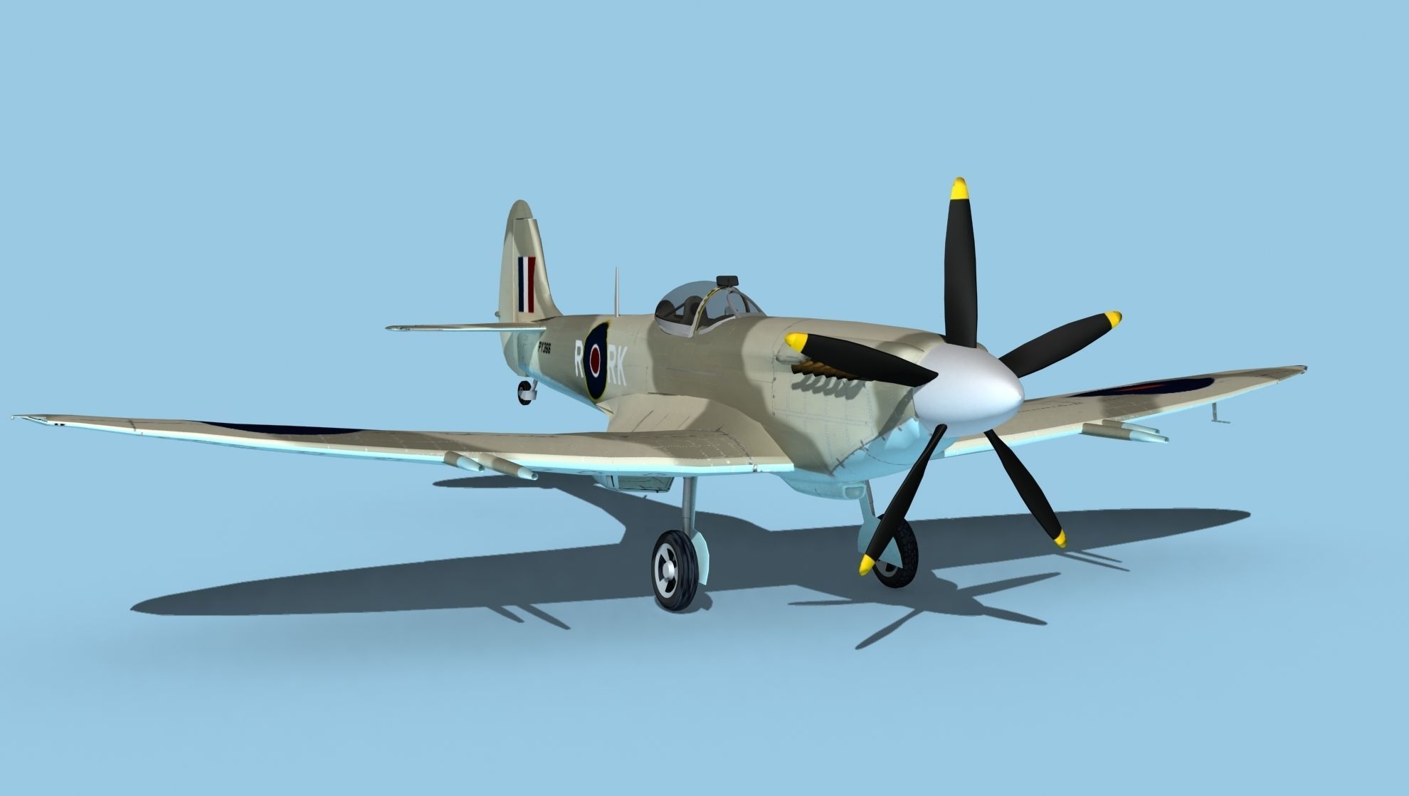 Supermarine Spitfire Mk XIVe V03 3D model animated rigged | CGTrader