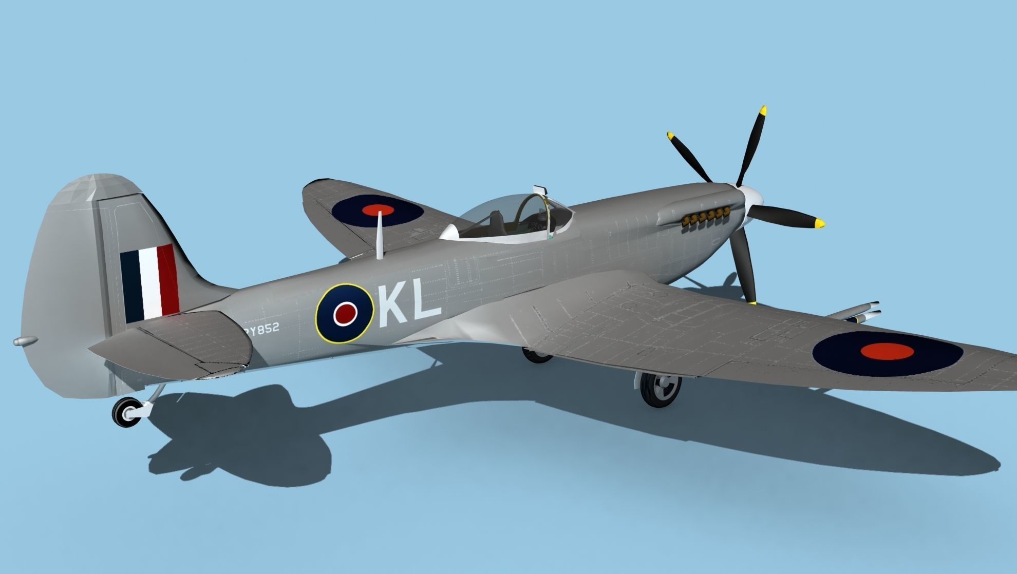 Supermarine Spitfire Mk XIVe V04 3D model animated rigged | CGTrader