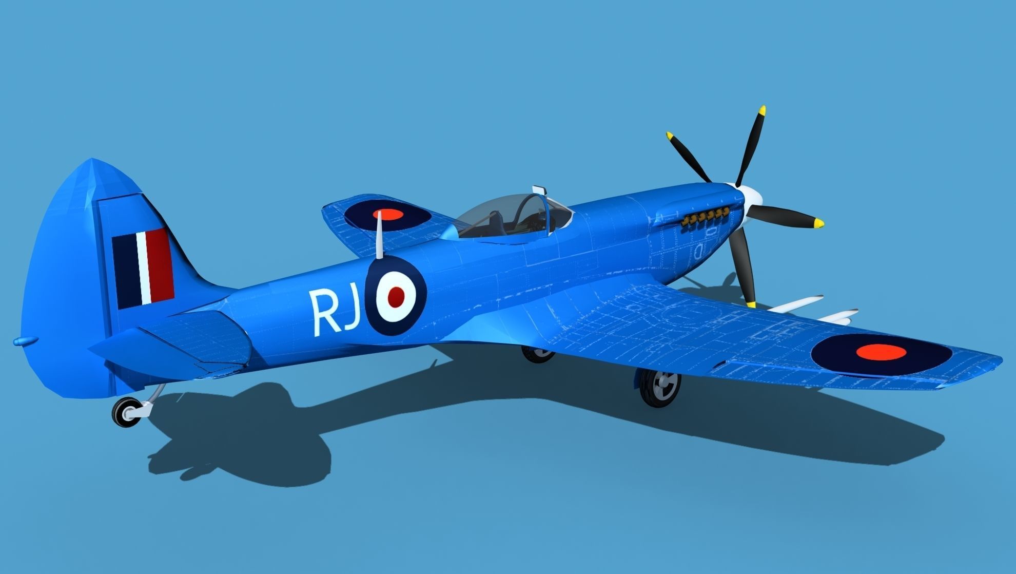 Supermarine Spitfire Mk XVIII V05 3D model animated rigged | CGTrader