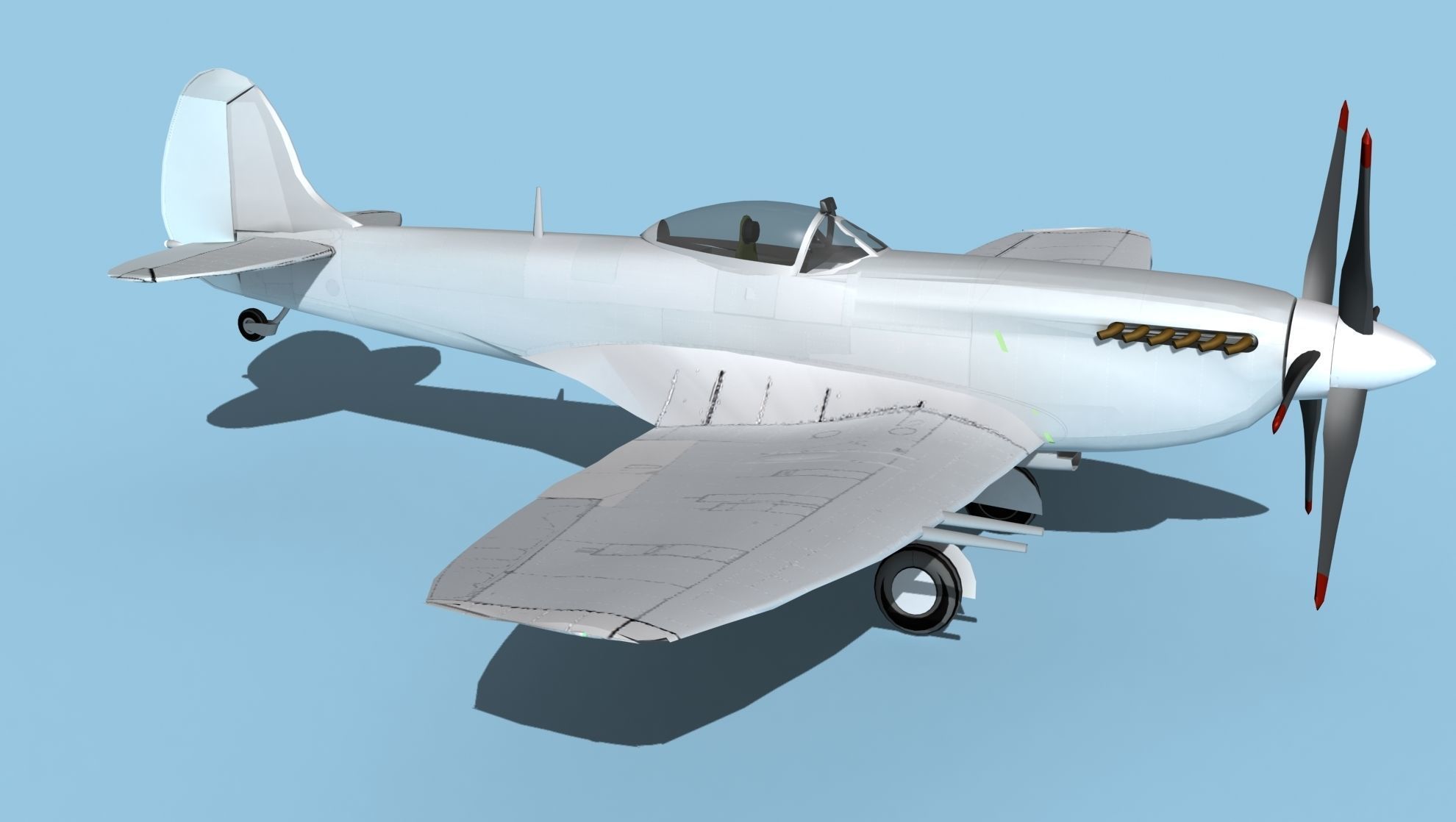 Supermarine Spitfire Mk XXIV V00 3D model animated rigged | CGTrader