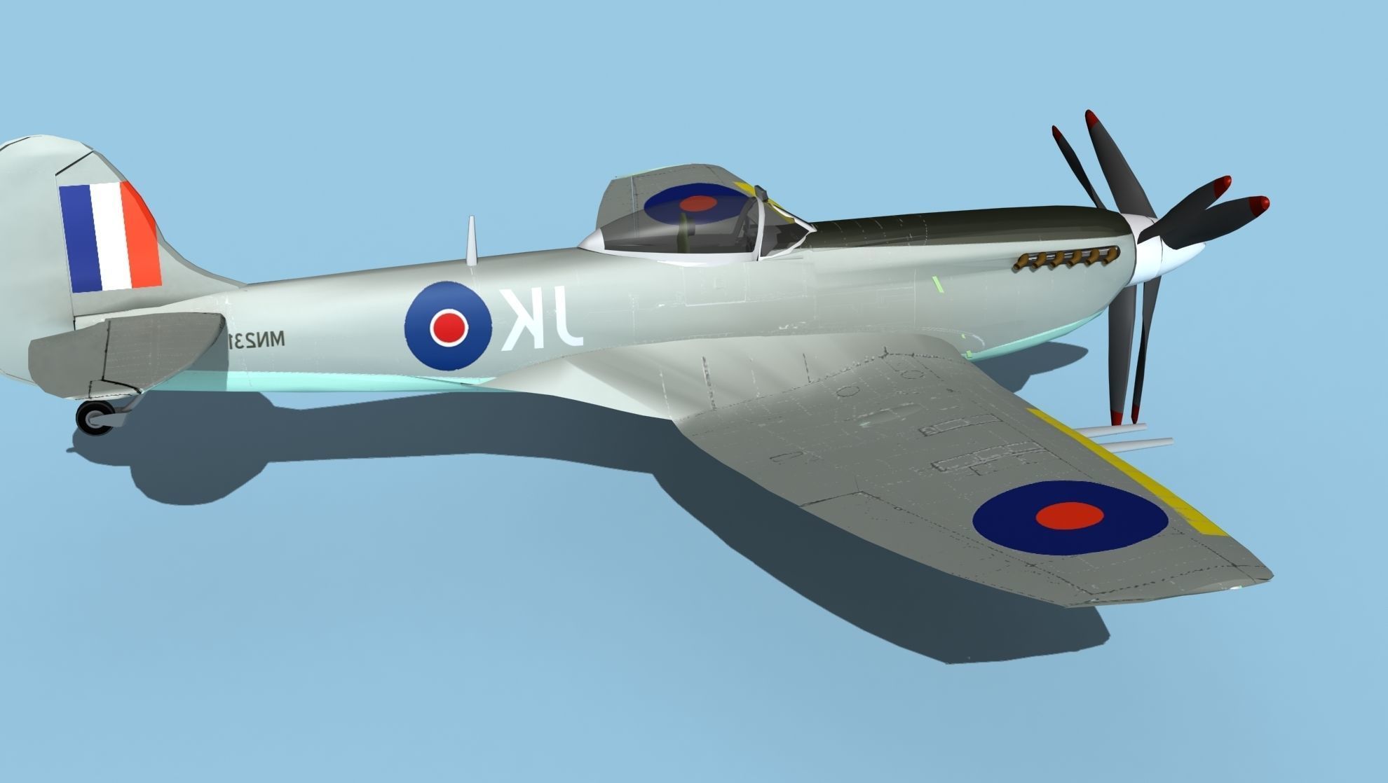 Supermarine Spitfire Mk XXIV V01 3D model animated rigged | CGTrader