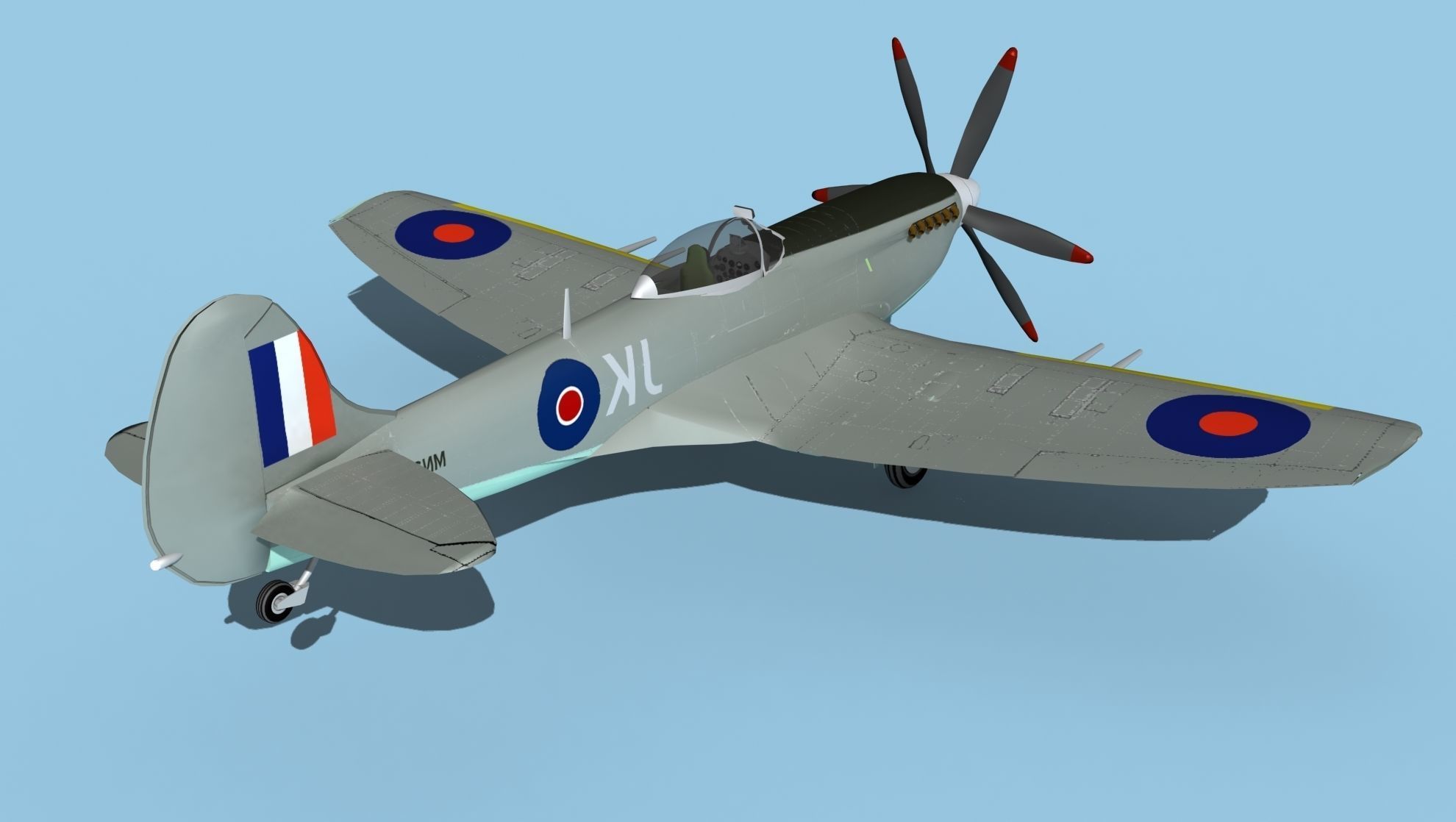 Supermarine Spitfire Mk XXIV V01 3D model animated rigged | CGTrader