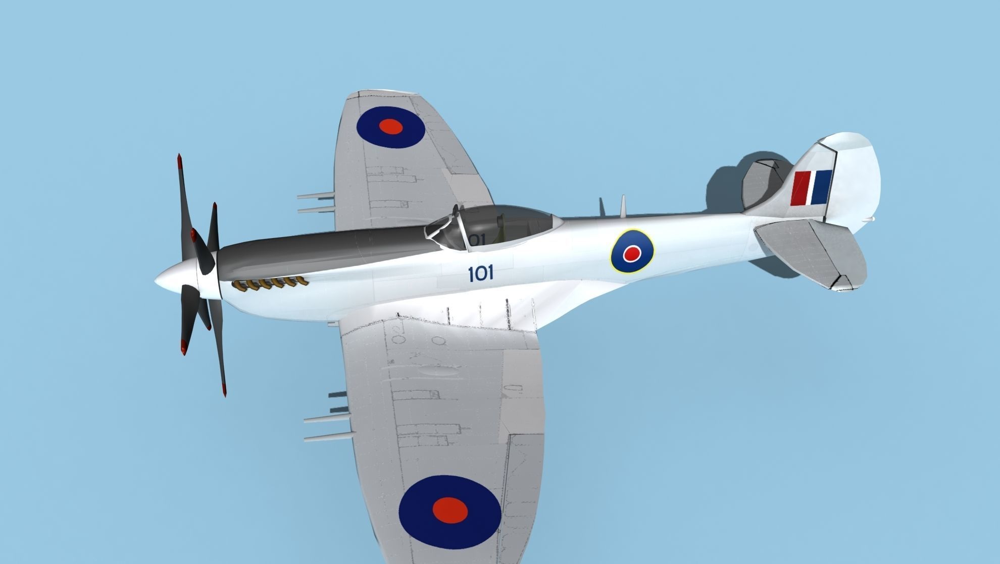 Supermarine Spitfire Mk XXIV V02 3D model animated rigged | CGTrader
