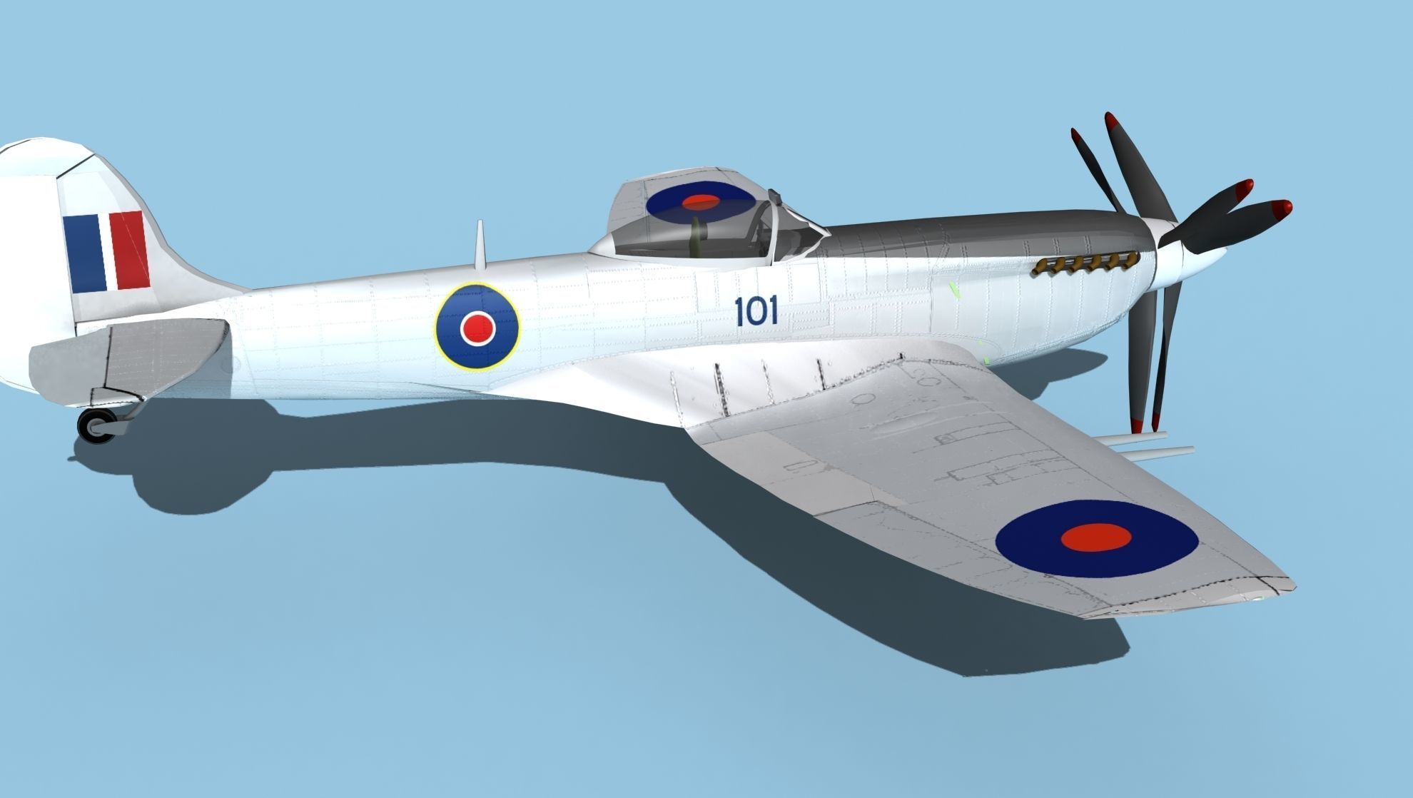 Supermarine Spitfire Mk XXIV V02 3D model animated rigged | CGTrader