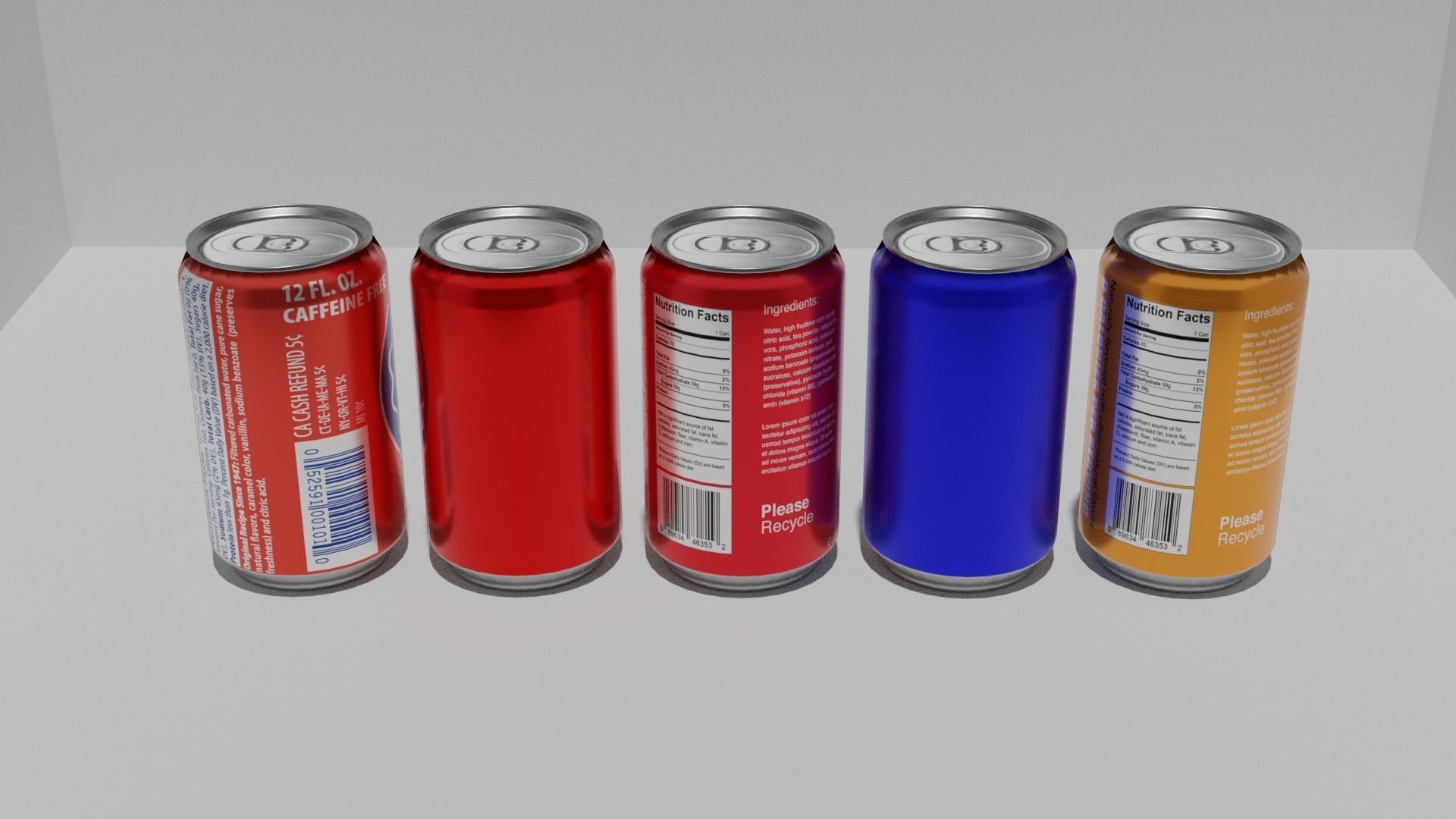 3D model 5 pc Soda Cans VR / AR / low-poly | CGTrader