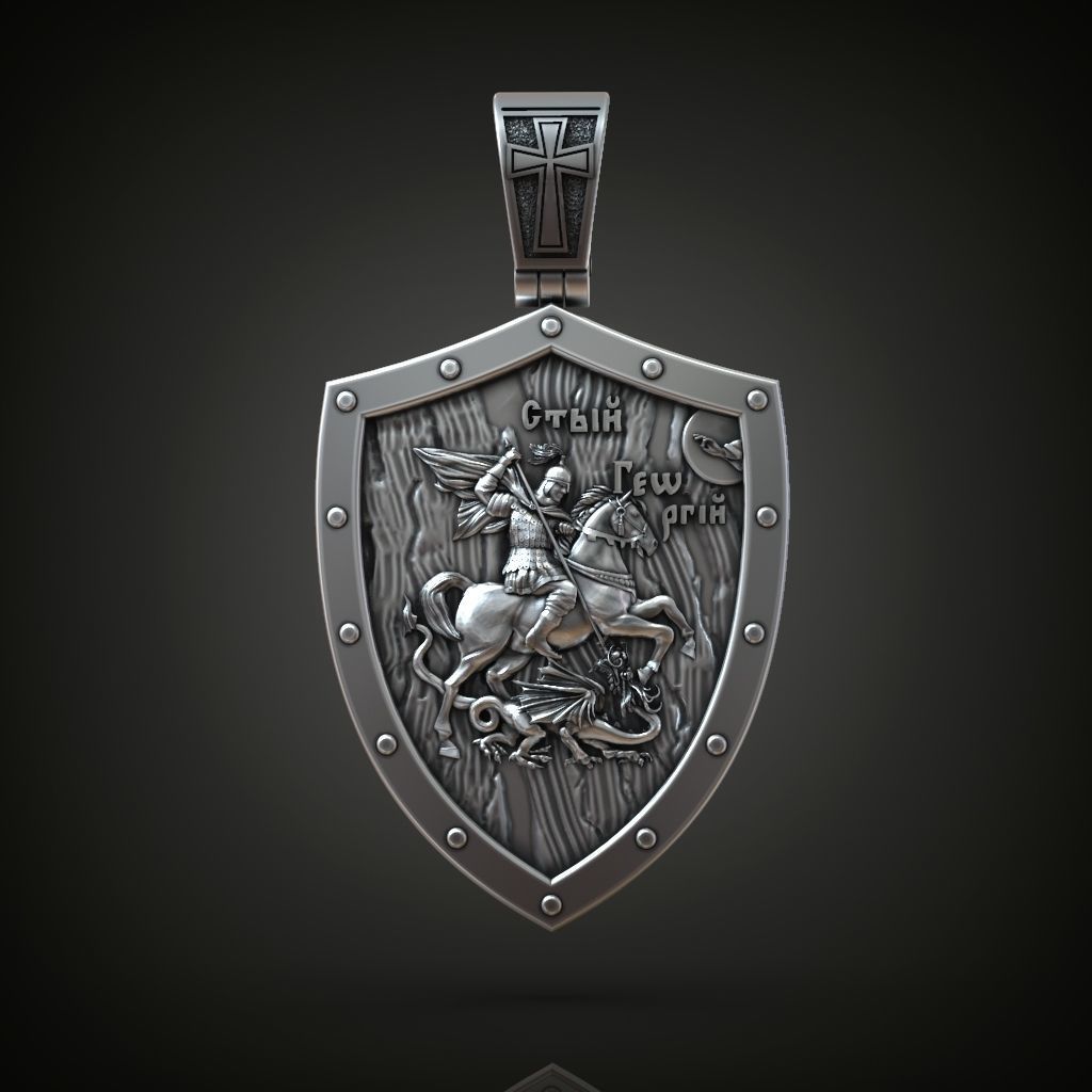 Saint George shield prayer dragon slayer rider pendant 3D model 3D ...