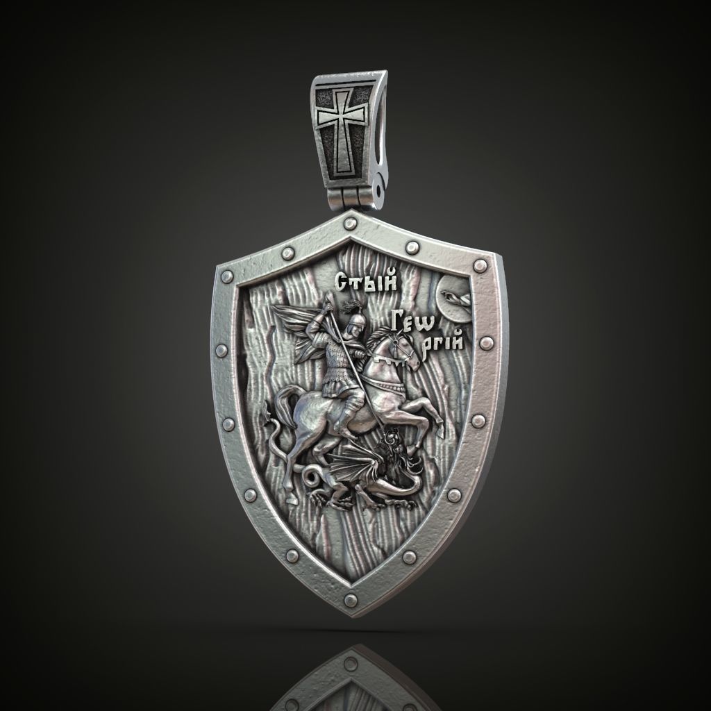 Saint George shield prayer dragon slayer rider pendant 3D model 3D ...