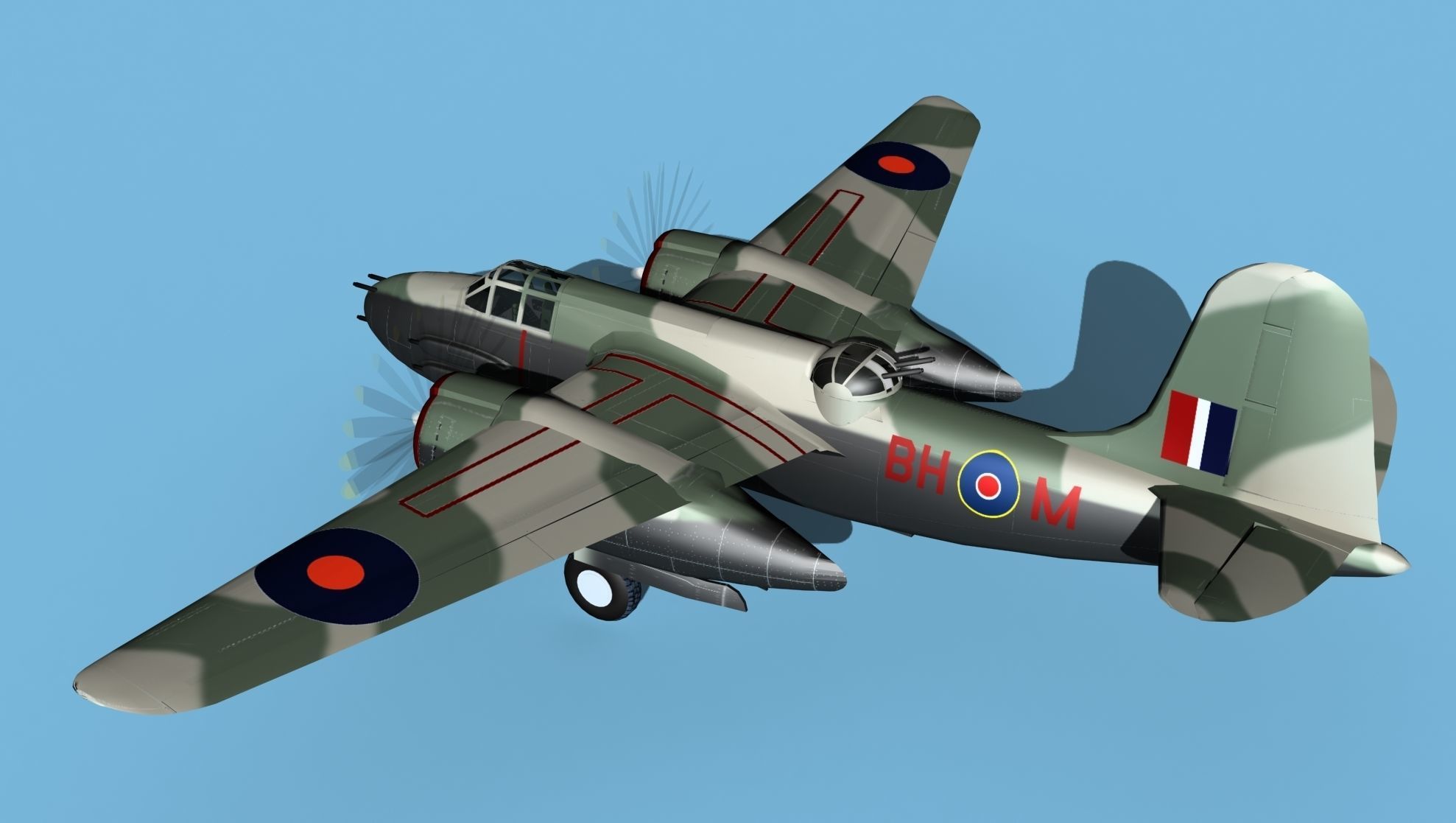 Douglas DB-7 Boston Mk III V02 RAF 3D model animated rigged | CGTrader