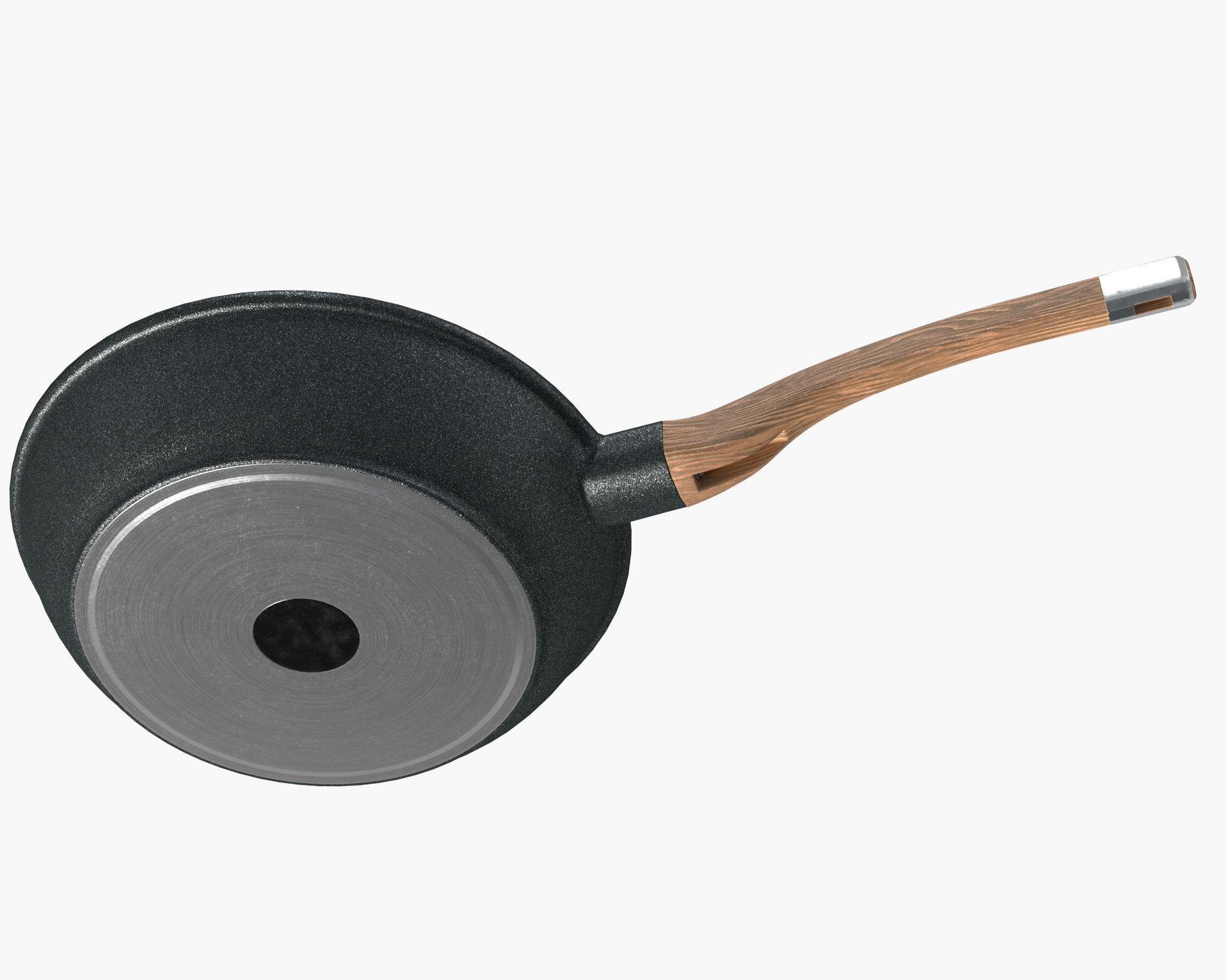 Frying pan with a wooden handle 3D model | CGTrader
