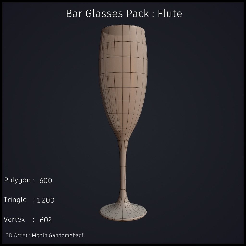 3D model Bar Glass Flute VR / AR / low-poly | CGTrader