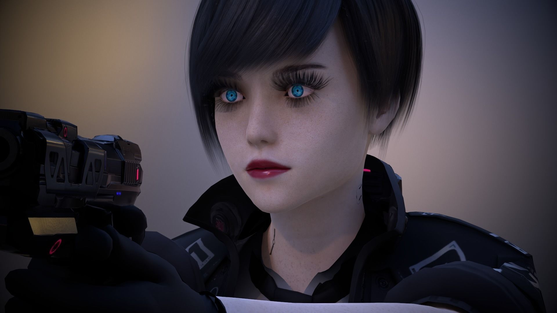 3D model Cyberpunk girl police VR / AR / low-poly rigged animated ...