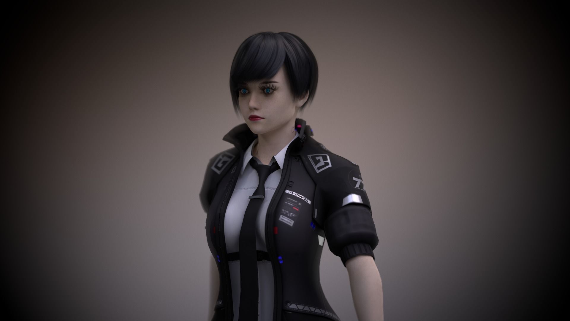 3D model Cyberpunk girl police VR / AR / low-poly rigged animated ...