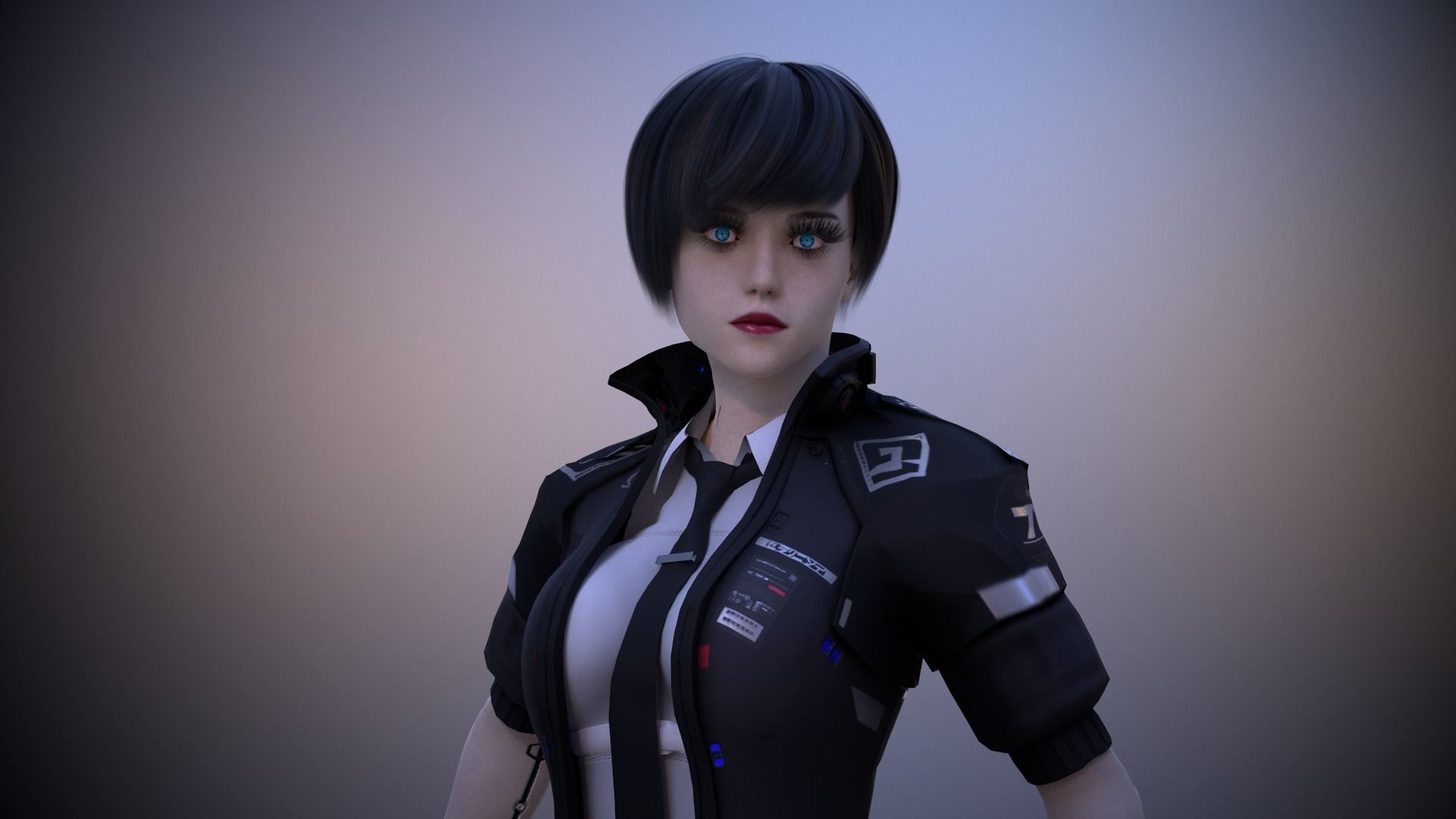 3D model Cyberpunk girl police VR / AR / low-poly rigged animated ...