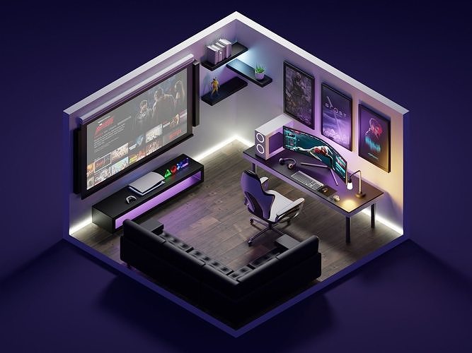 3D model Gaming Room VR / AR / low-poly | CGTrader