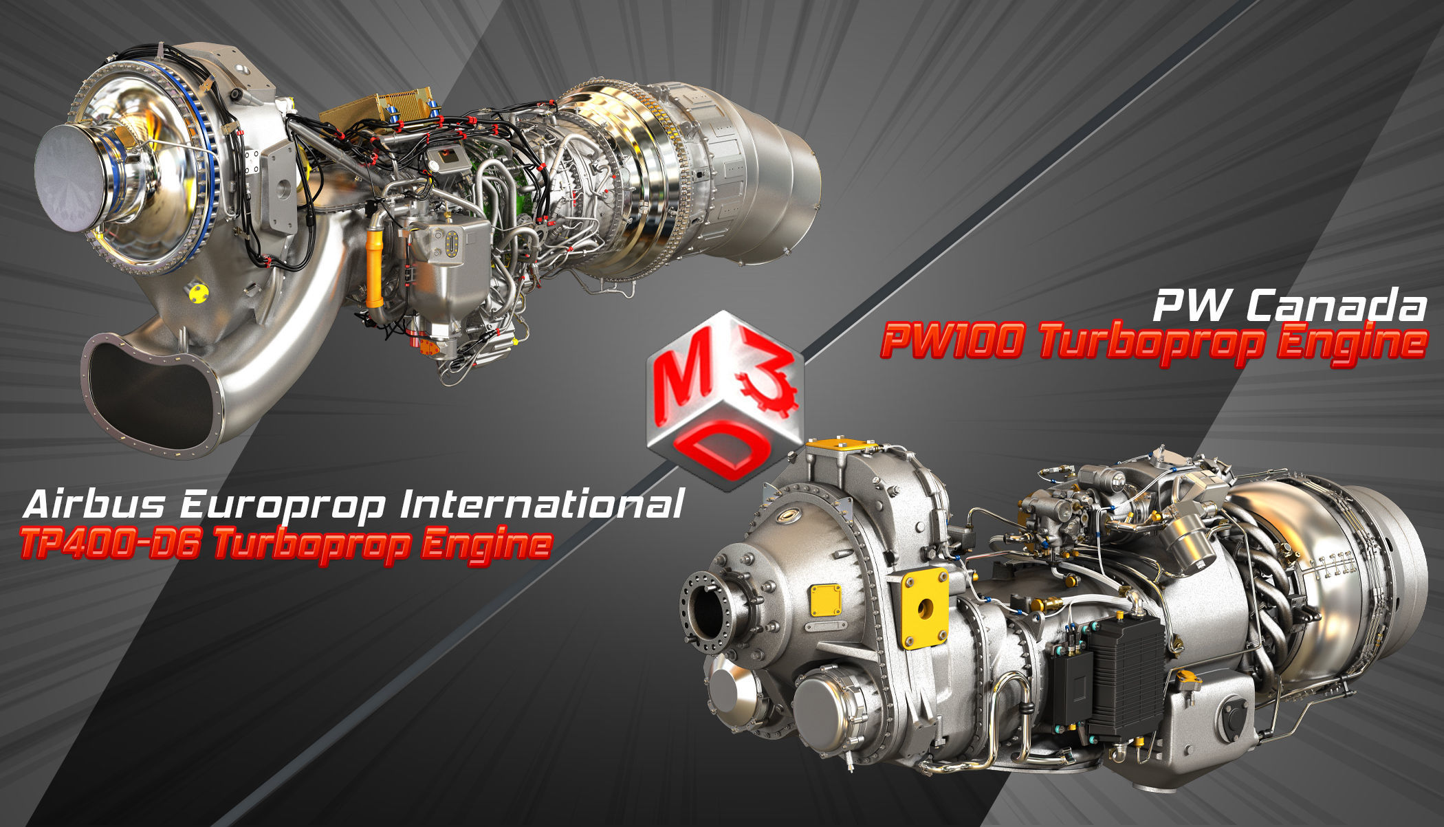 TP400-D6 Turboprop - PW100 Turboprop Engines 2 in 1 3D Model Collection ...