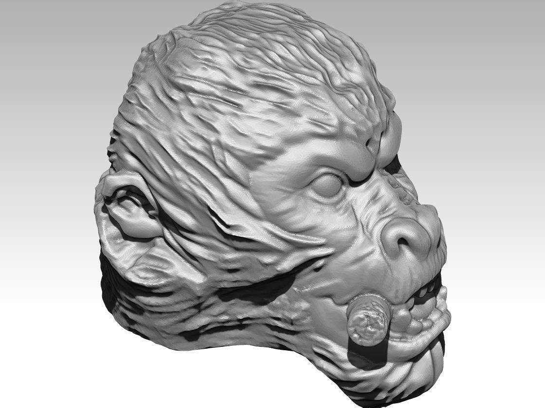 Monkey Gorilla with sigar bust HighDetailed 3D model 3D printable ...