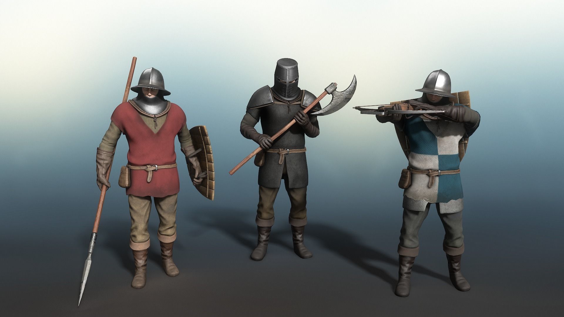 3D model Medieval Soldier Weapon and Armor Bundle VR / AR / low-poly ...