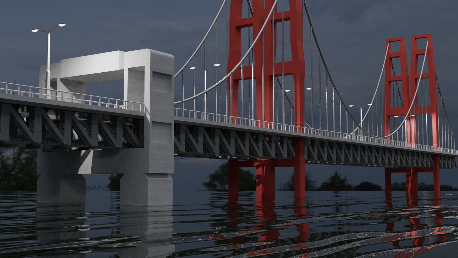 Realistic Bridge over body of water free 3D model | CGTrader