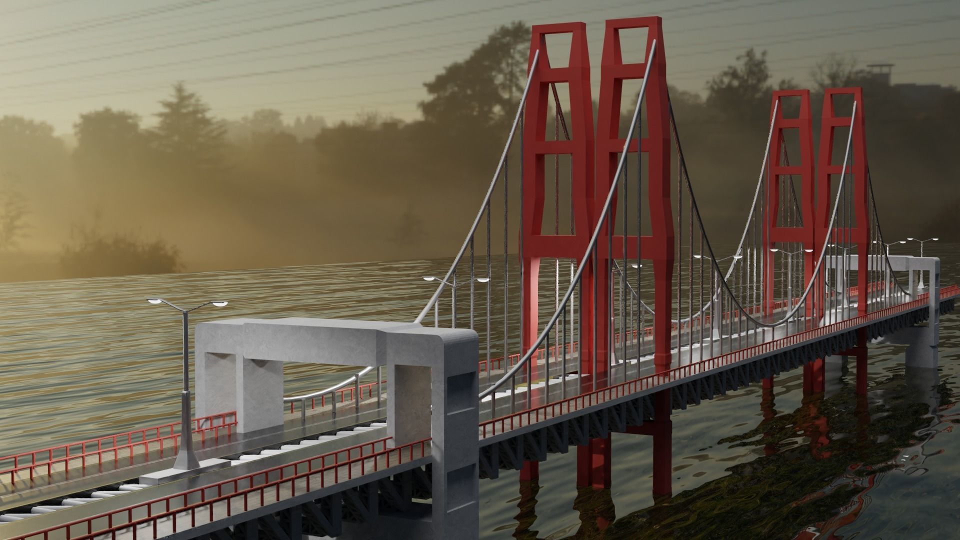 Realistic Bridge over body of water free 3D model | CGTrader