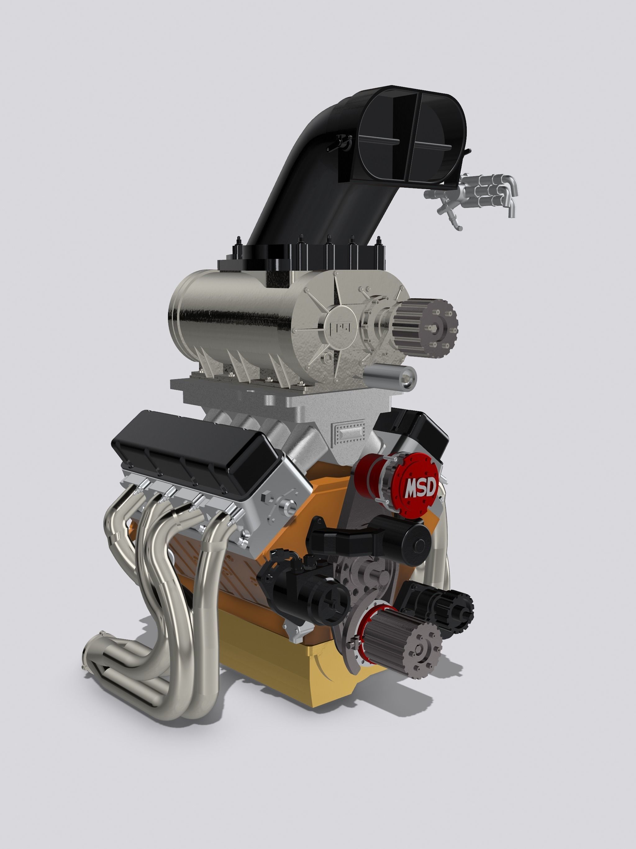 PSI Blown BBC Outlaw Engine Supercharged Pro Mod 3D model 3D printable ...
