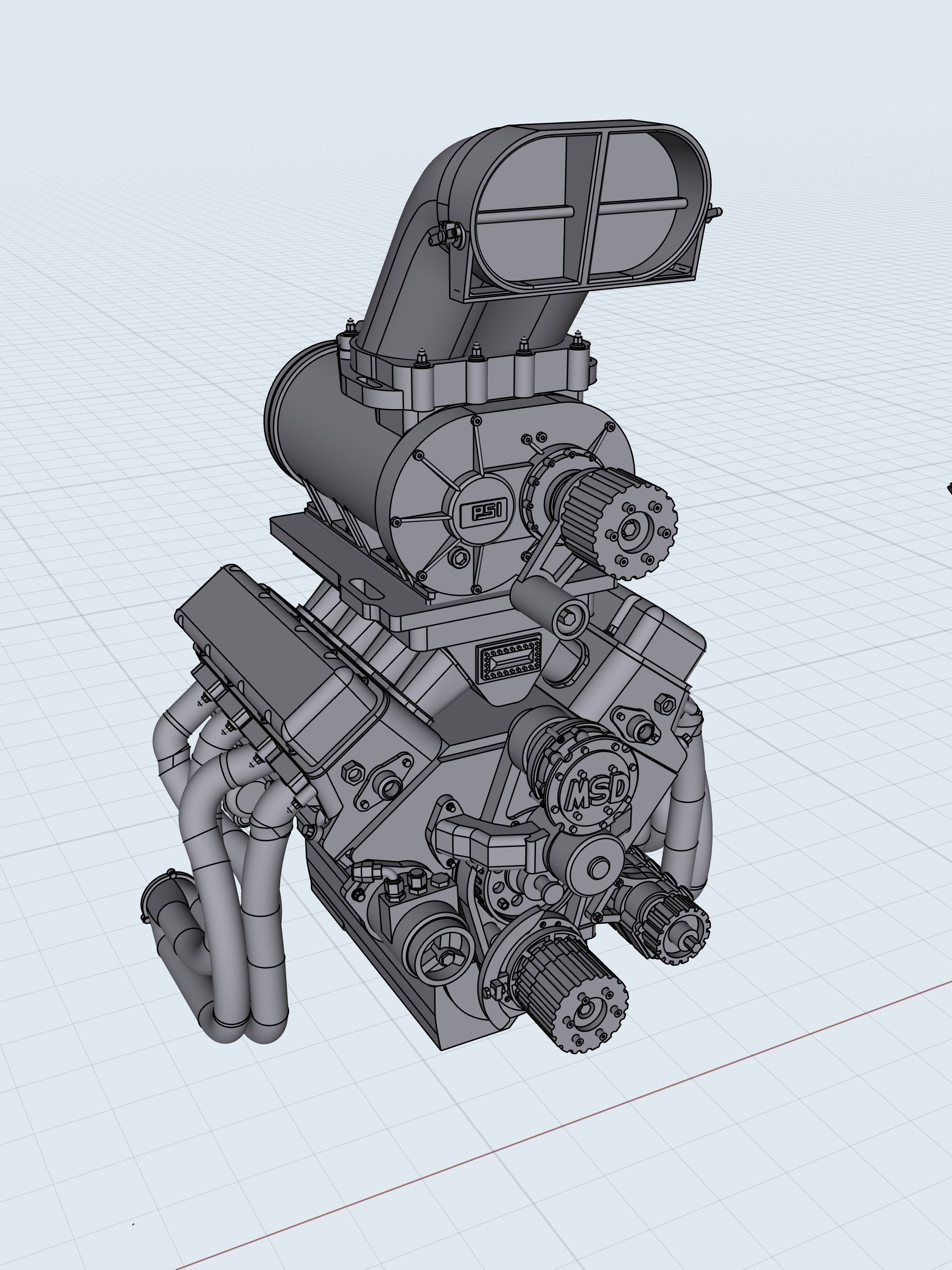PSI Blown BBC Outlaw Engine Supercharged Pro Mod 3D model 3D printable ...
