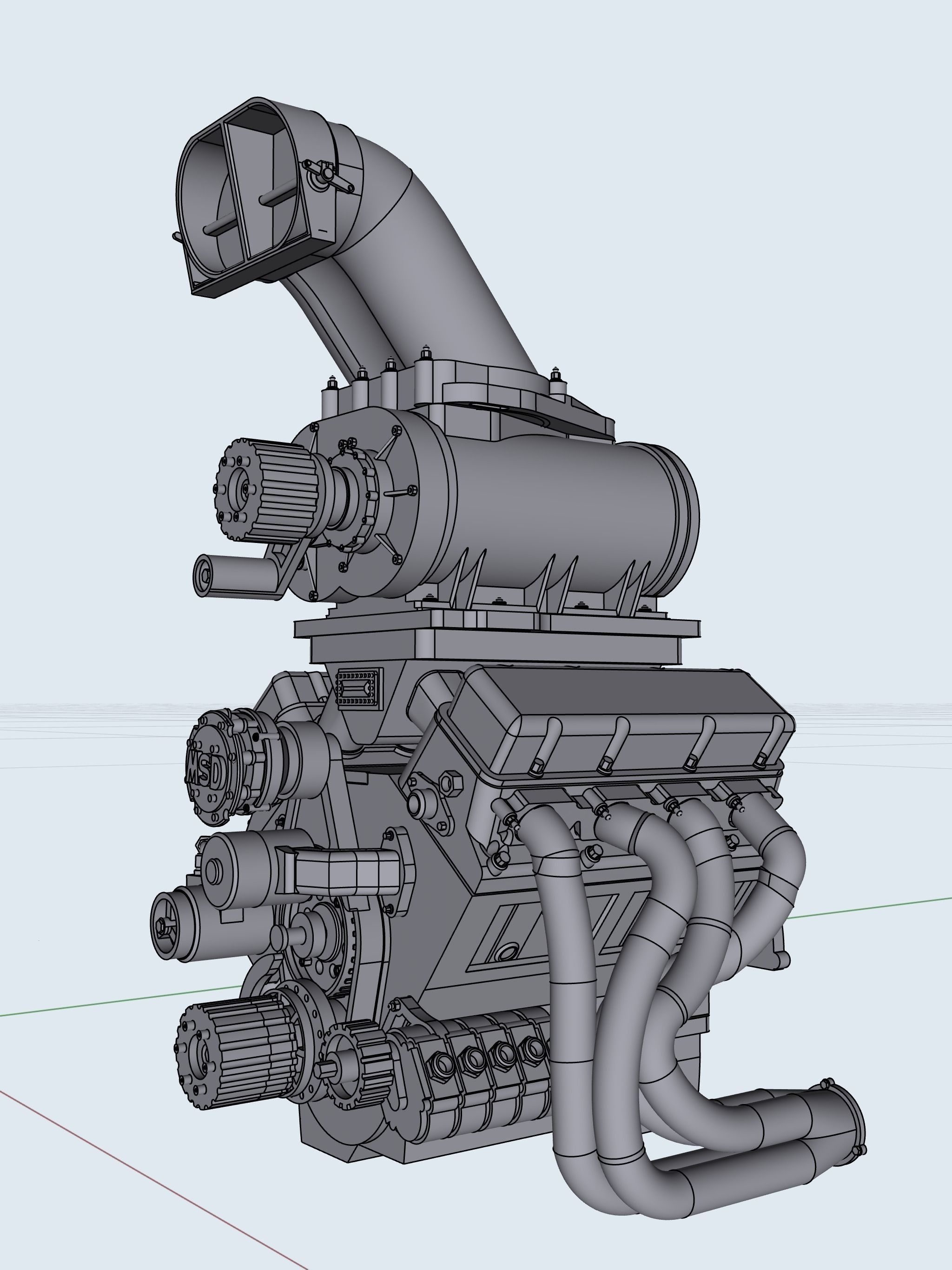 PSI Blown BBC Outlaw Engine Supercharged Pro Mod 3D model 3D printable ...