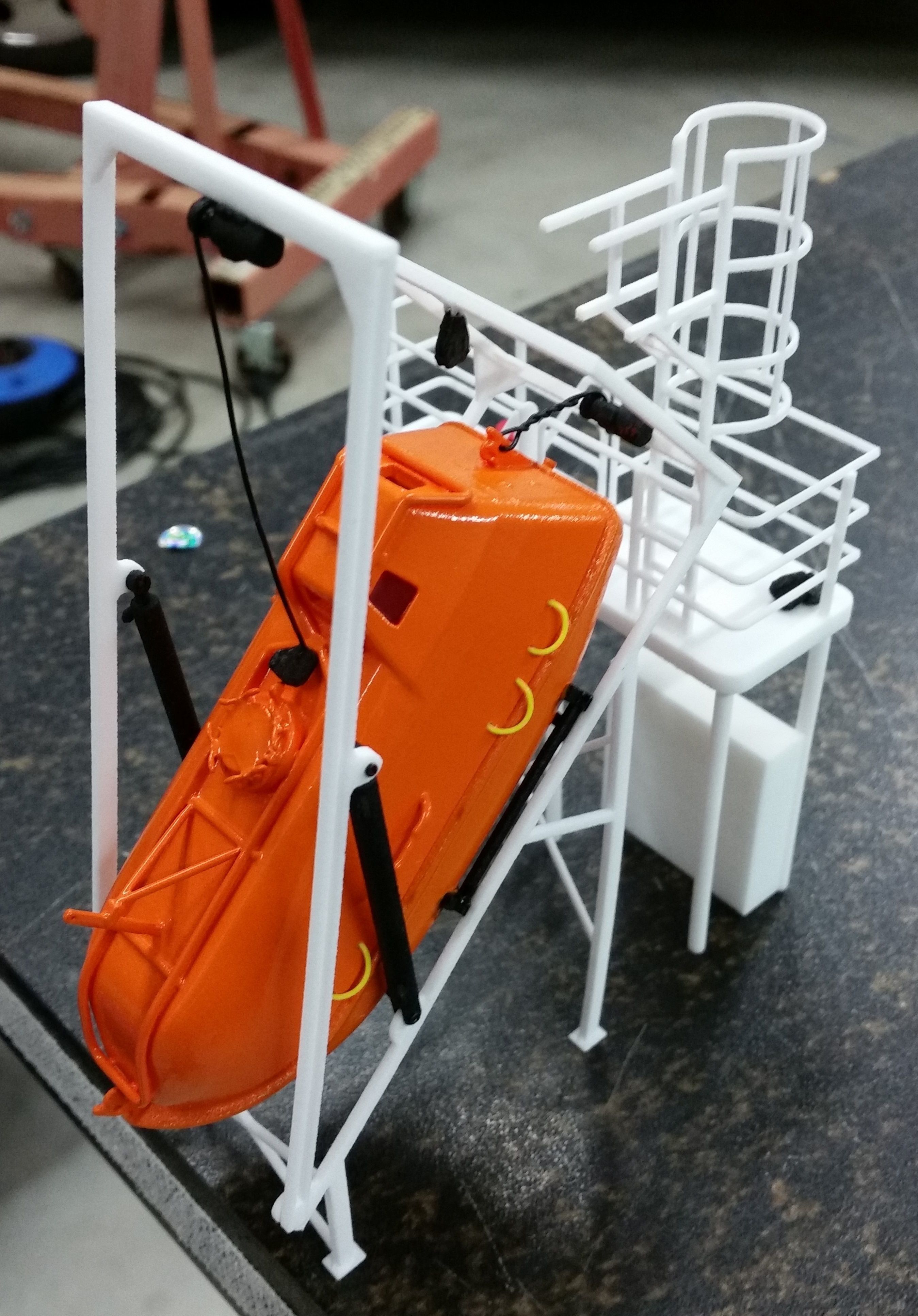 Freefall lifeboat with davit 3D model 3D printable | CGTrader