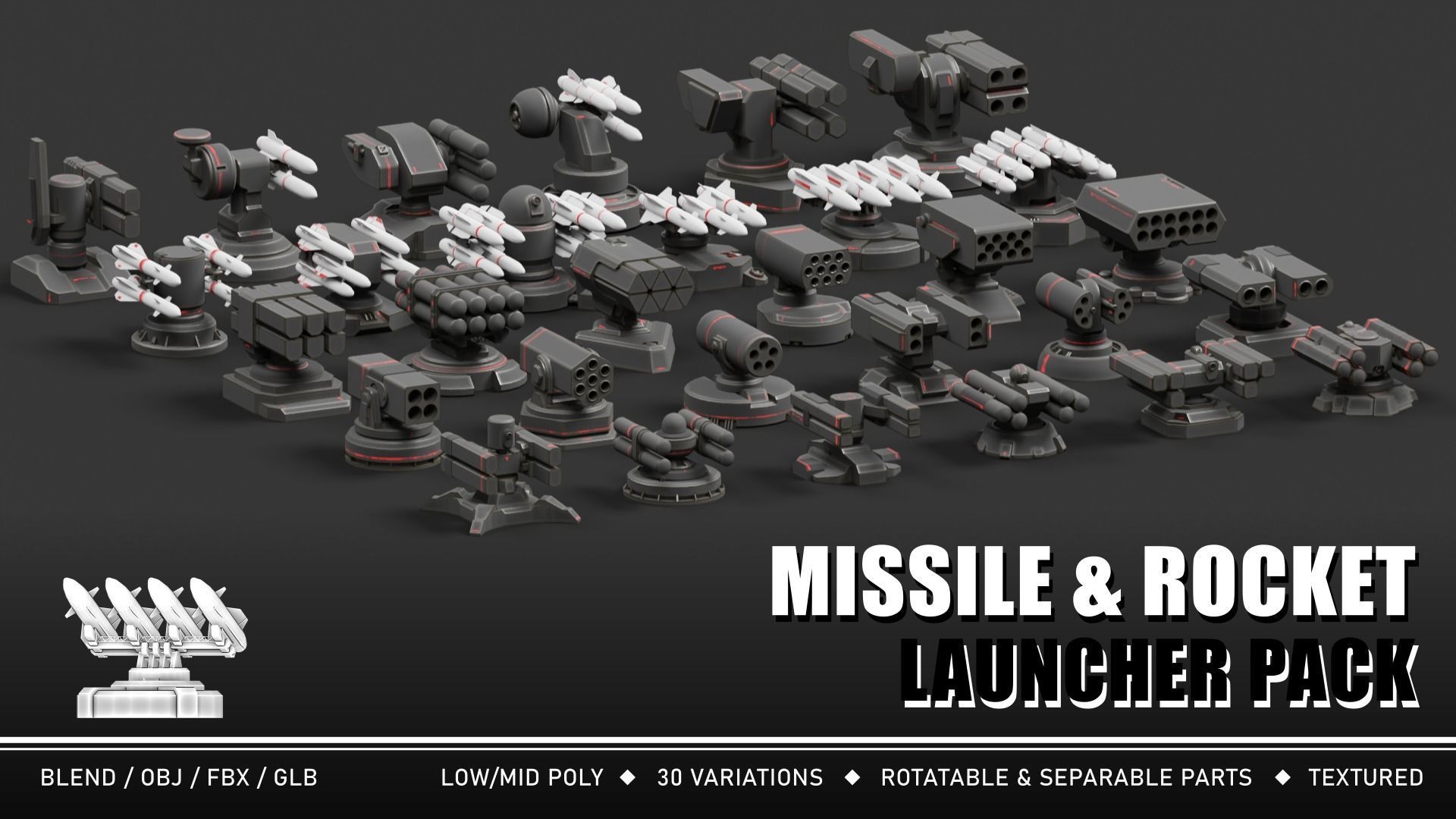 3D model Missile and Rocket Launcher Pack VR / AR / low-poly | CGTrader
