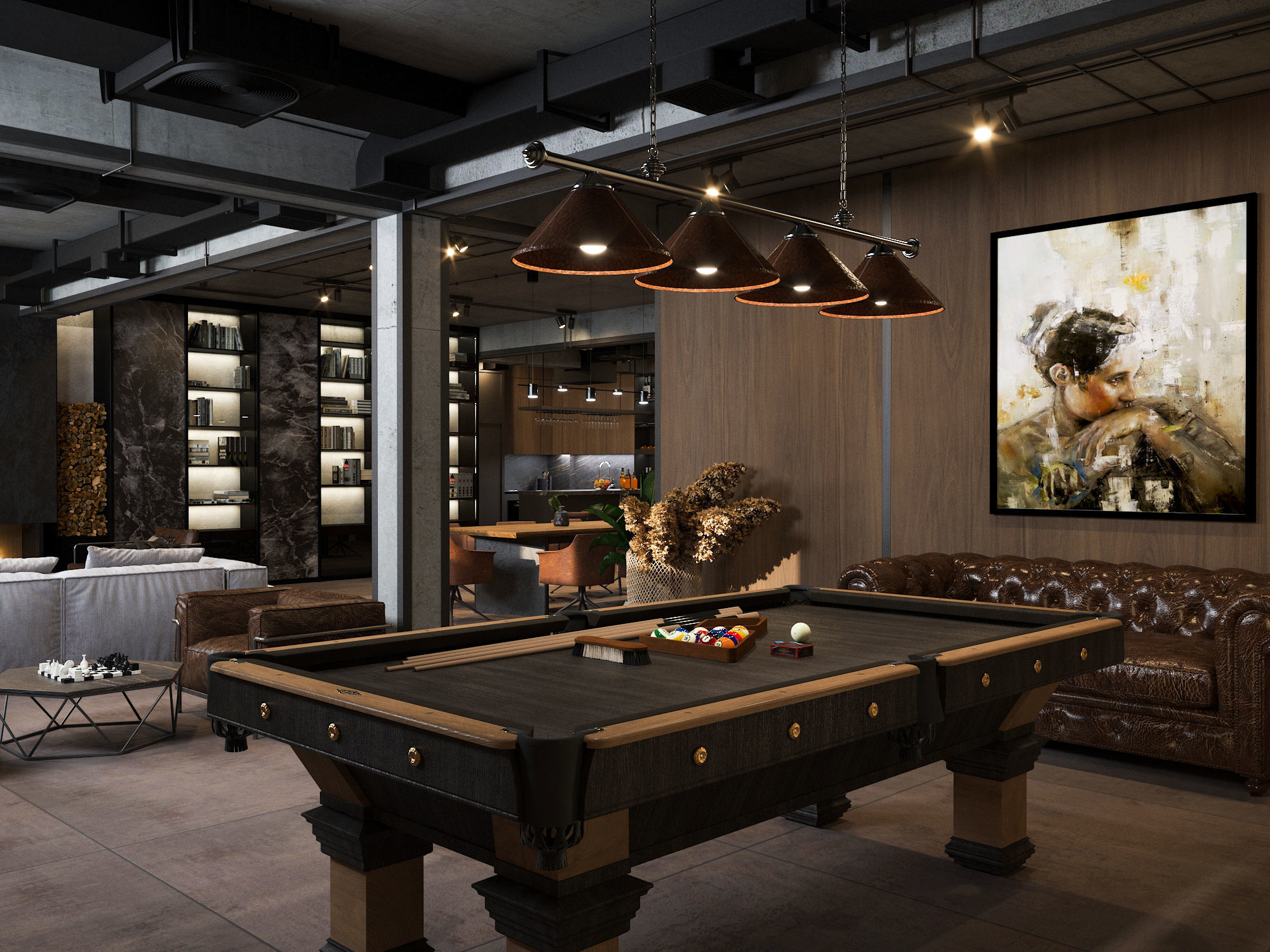 Interior design mans cave 3D model | CGTrader