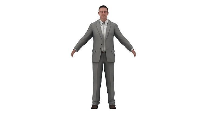 3D model Businessman in a Grey Suit Low Poly VR / AR / low-poly | CGTrader