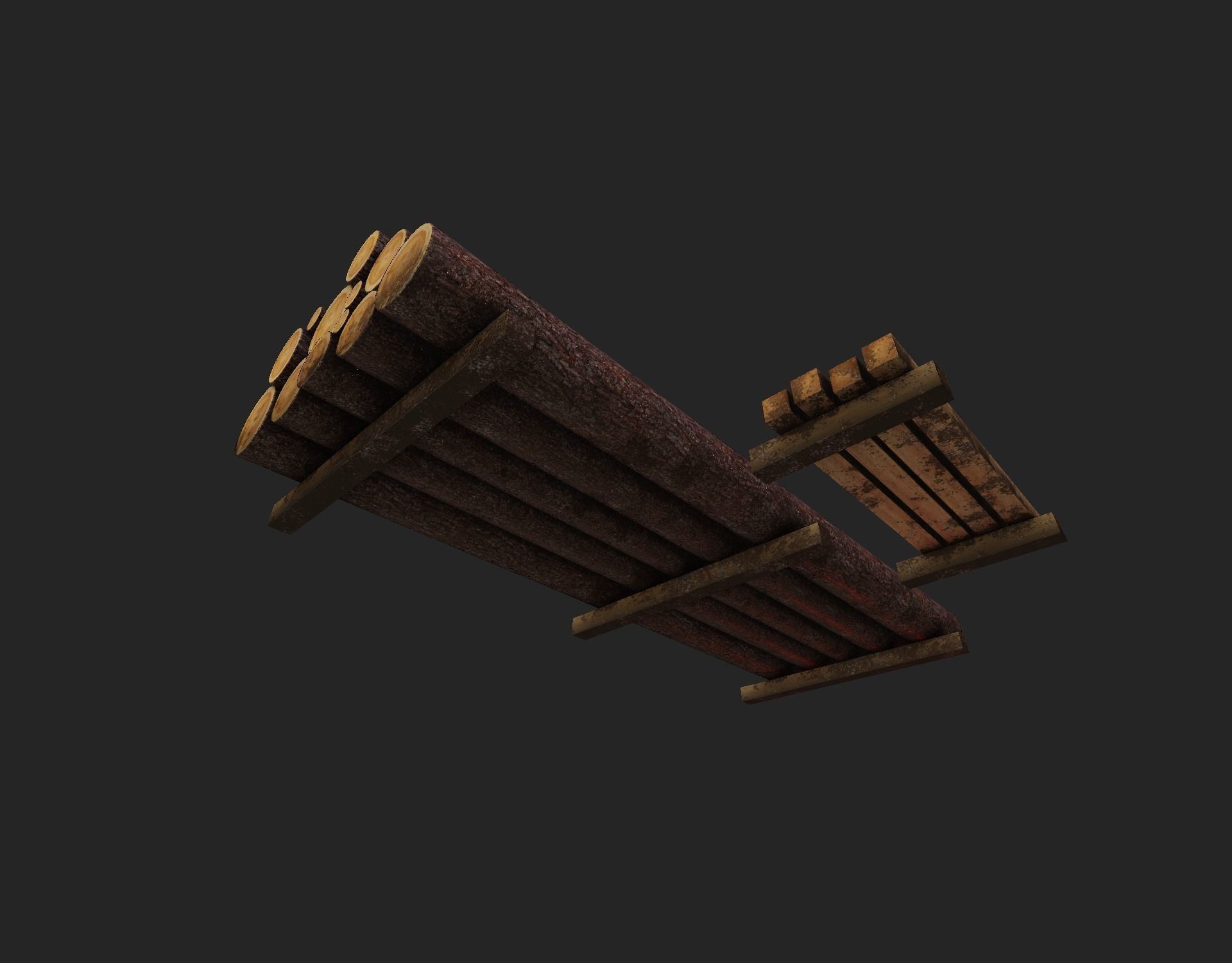 Roundwood stack mud 3D model | CGTrader