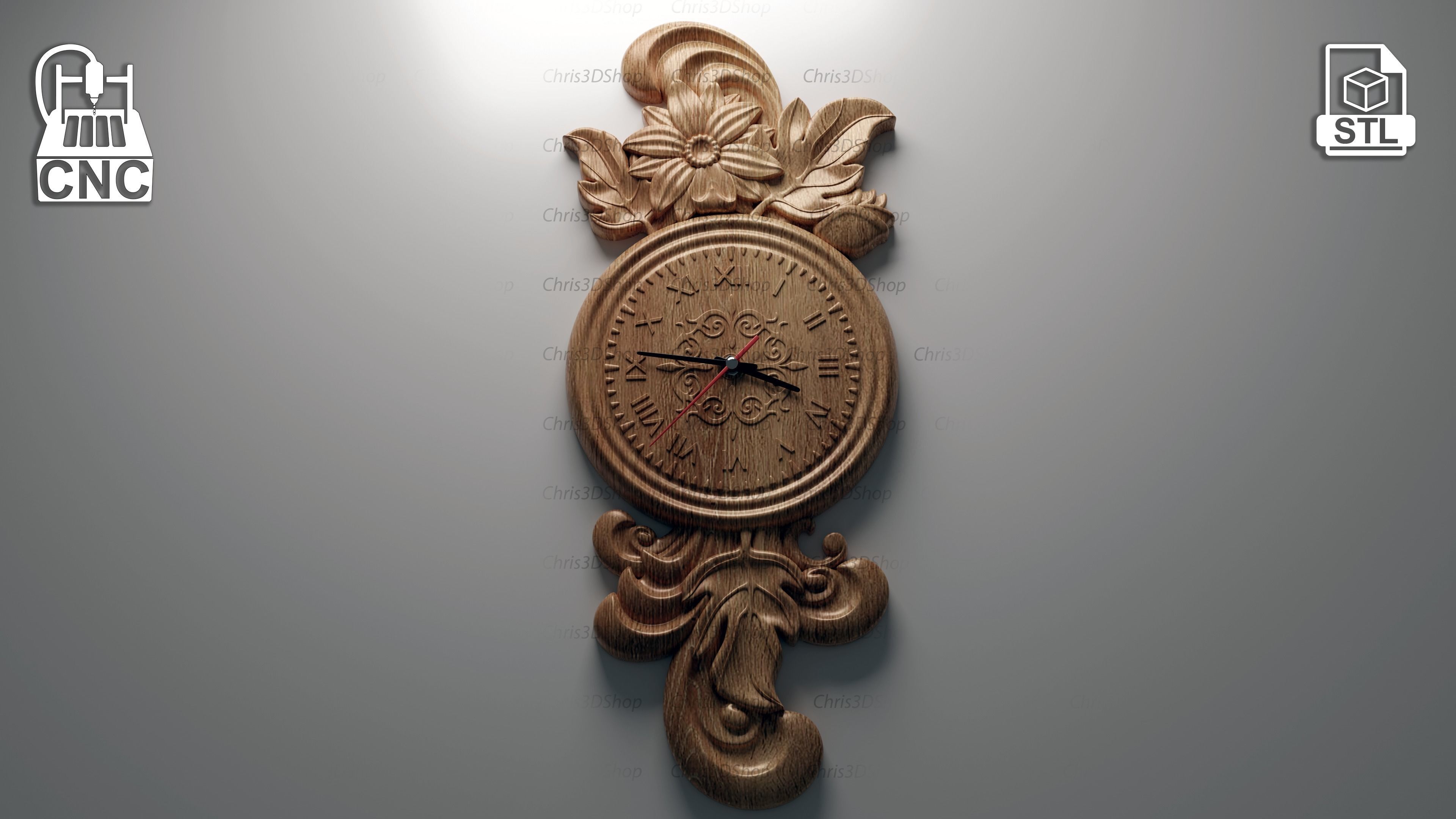 Wall Clock 2- 3D STL file for CNC 3D model | CGTrader