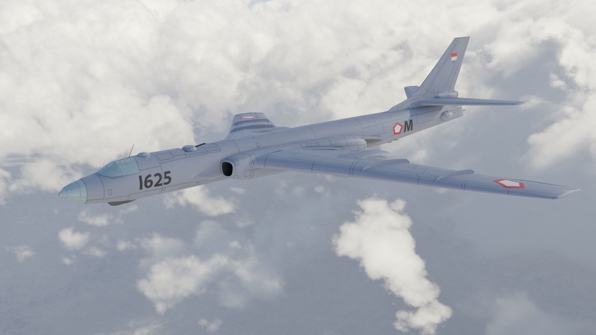 3D model Tupolev TU-16 Indonesian Air Force AURI Low Poly 3D model VR ...