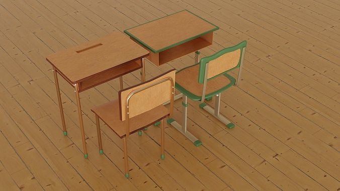 2 desk and chairs 3D model | CGTrader