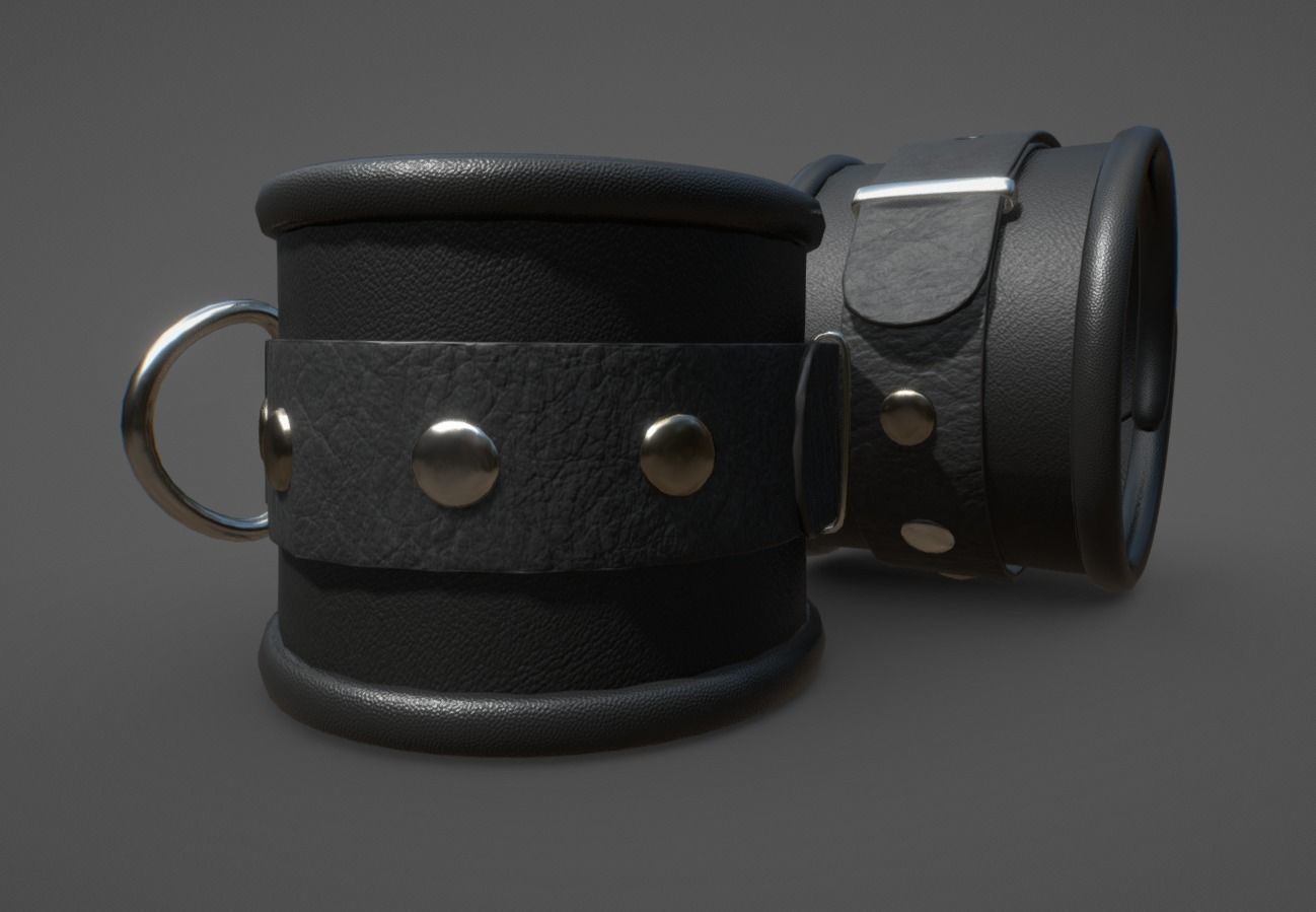 3D model Black leather hand cuffs VR / AR / low-poly | CGTrader