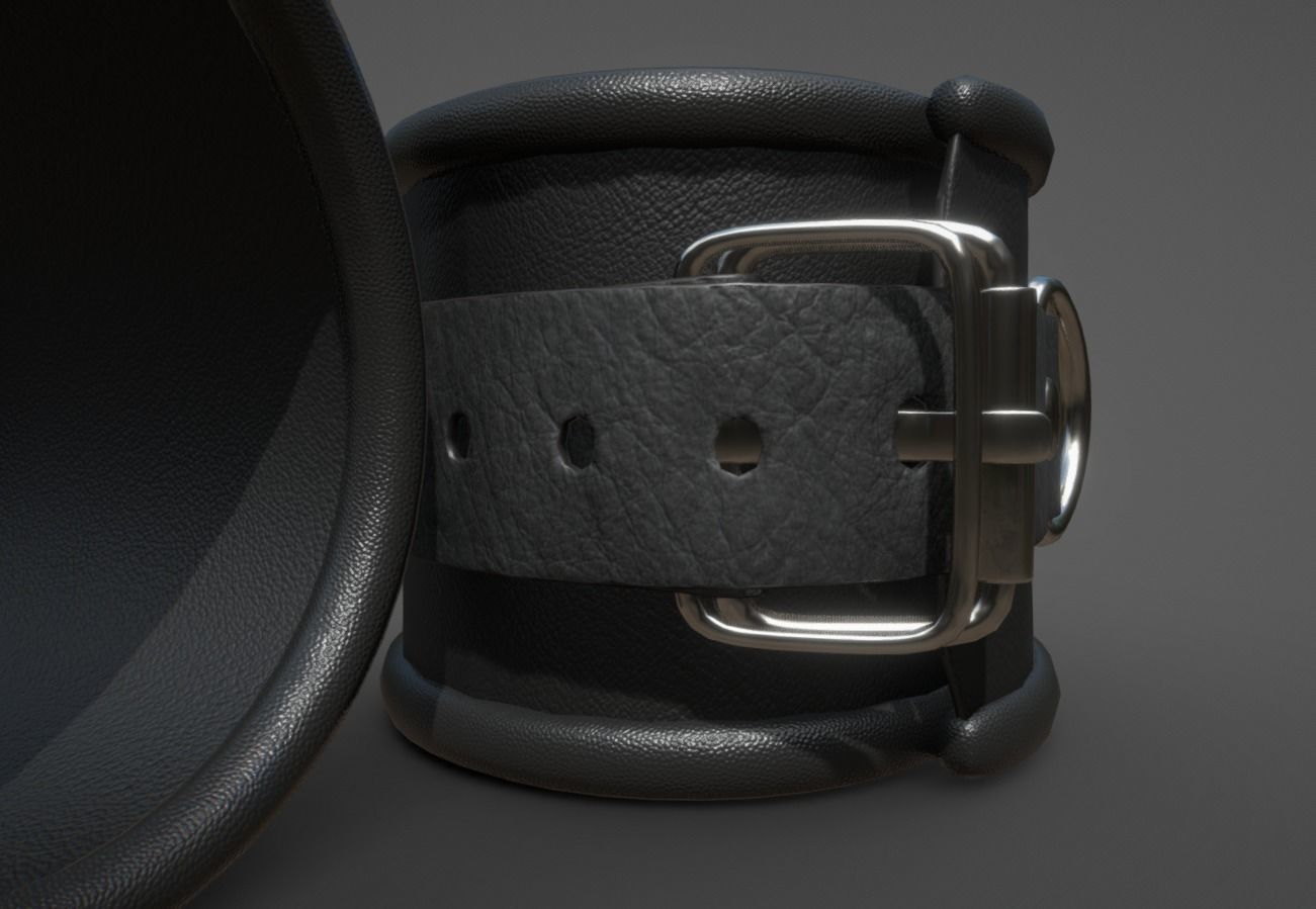 3D model Black leather hand cuffs VR / AR / low-poly | CGTrader
