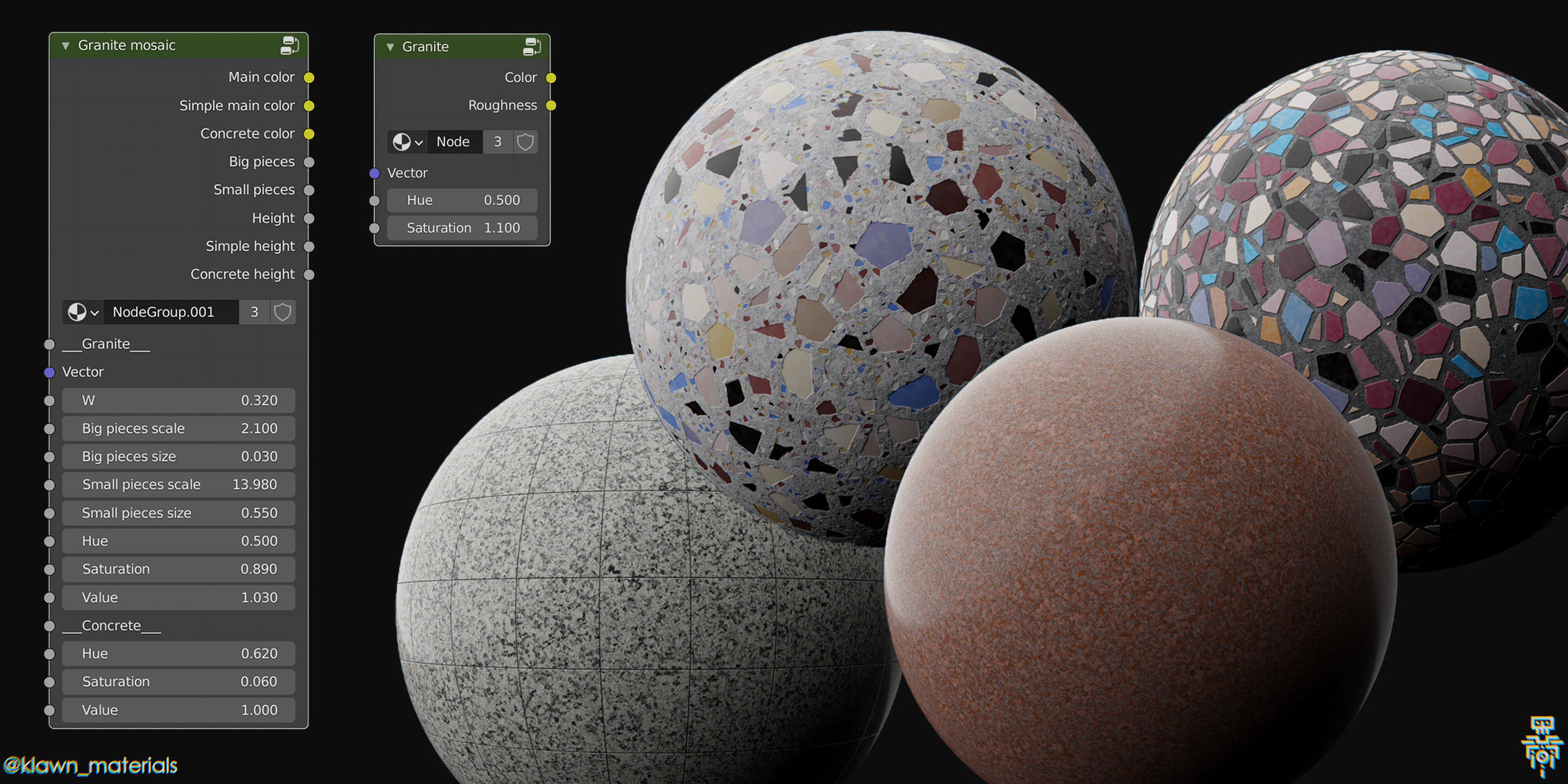 4in1 Procedural Granite And Mosaic Materials for Blender Texture | CGTrader