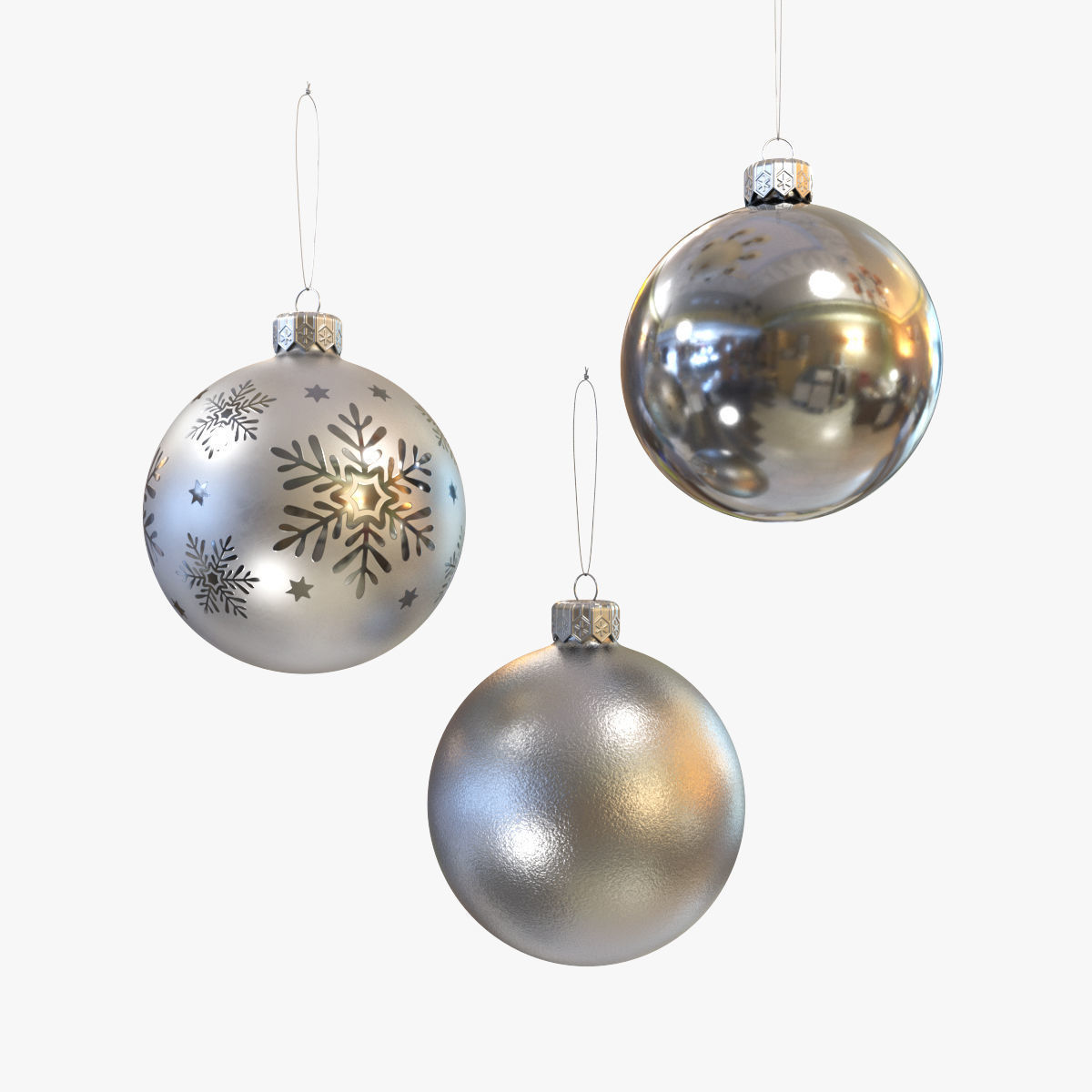 Christmas balls silver 3D model | CGTrader