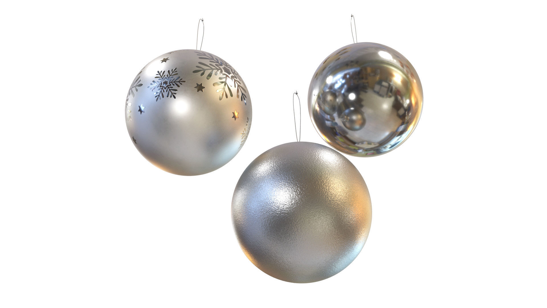 Christmas balls silver 3D model | CGTrader