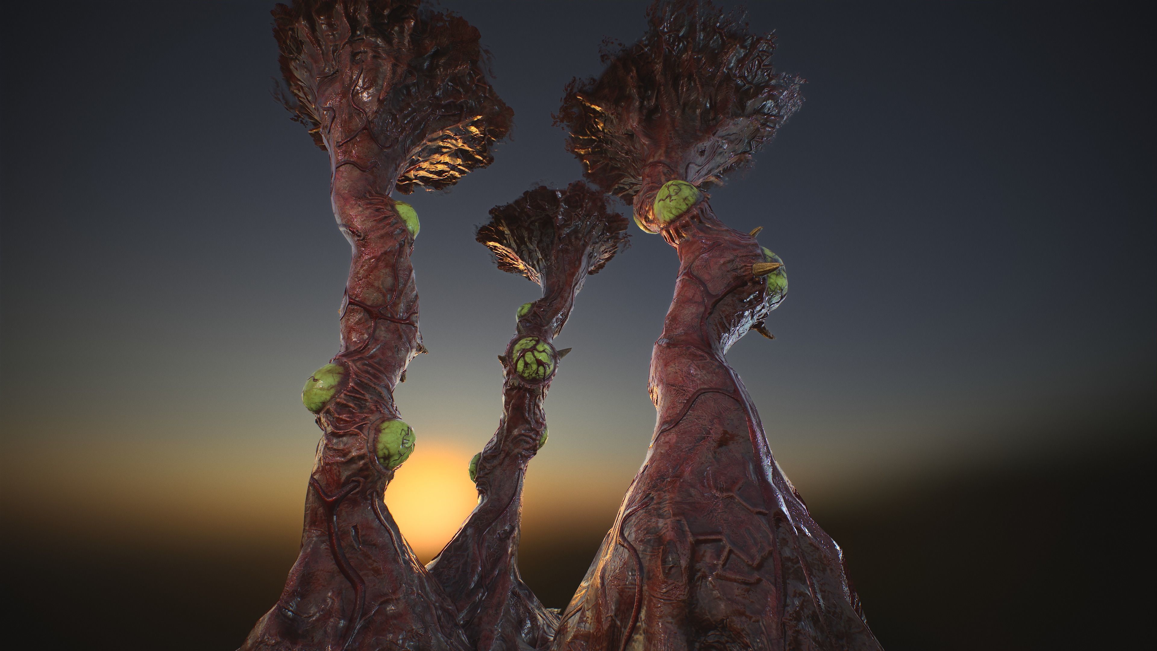 3D model Alien biomass corruption plant Low-poly 3D model VR / AR / low ...