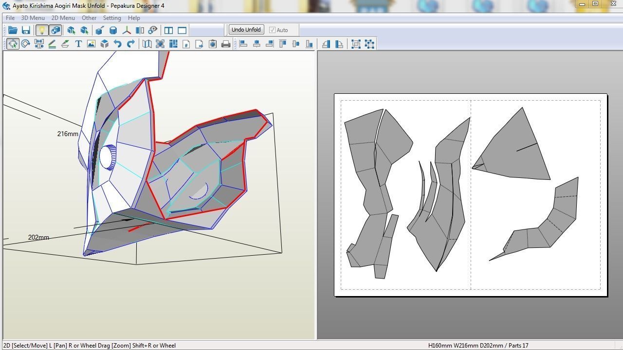 Ayato Kirishima Aogiri Mask Tokyo Ghoul 3D Model Pepakura 3D model 3D ...