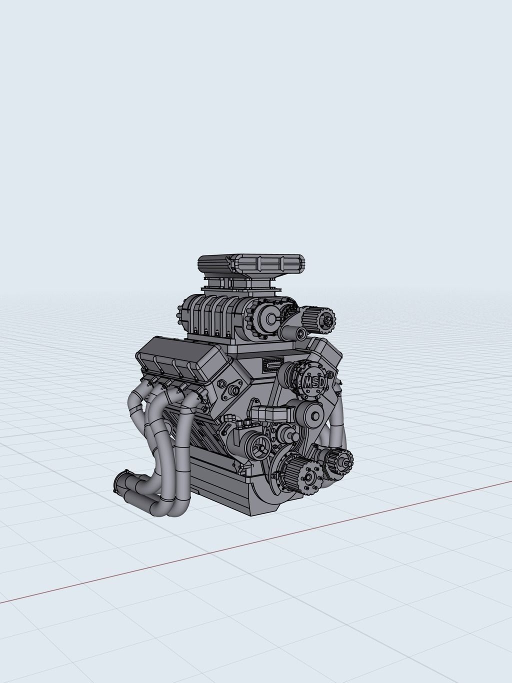 Roots GM 10 71 Blown BBC Outlaw Engine Supercharged Pro Mod 3D model 3D ...