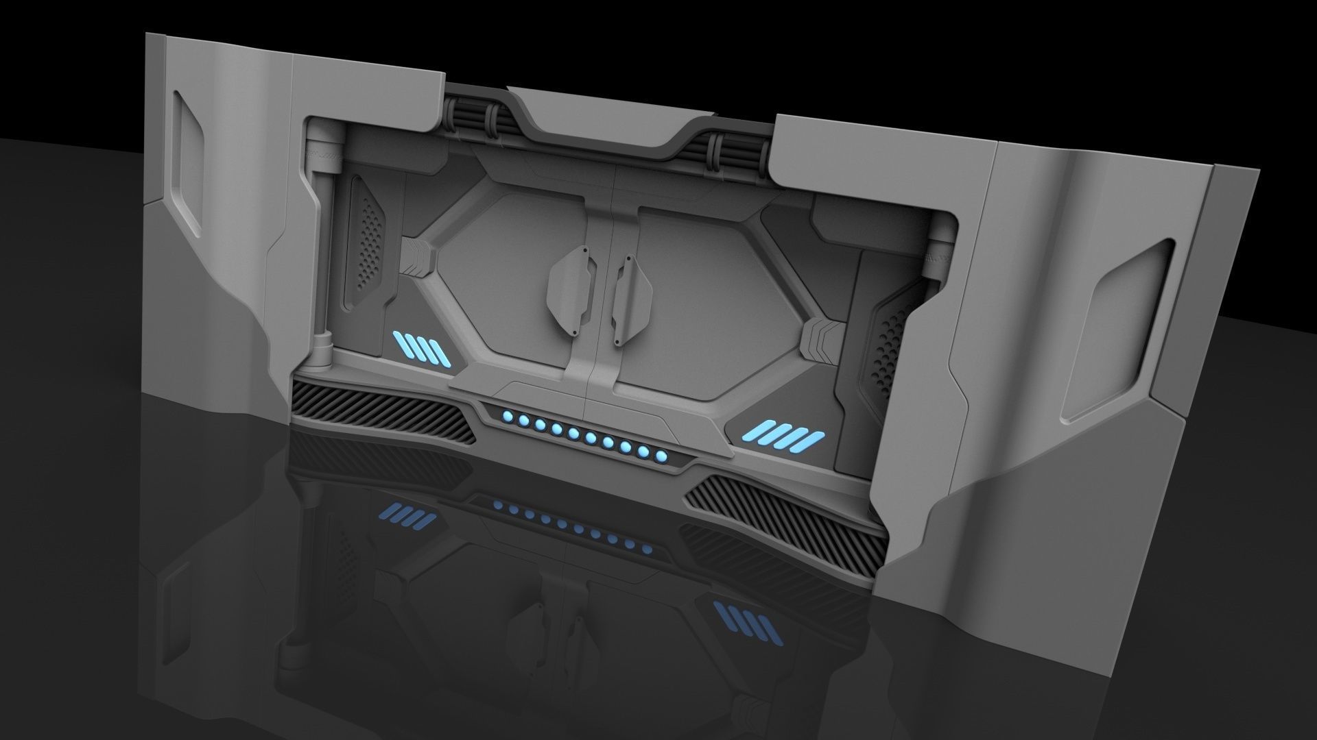 Broadcast Door Opening 3D model animated | CGTrader