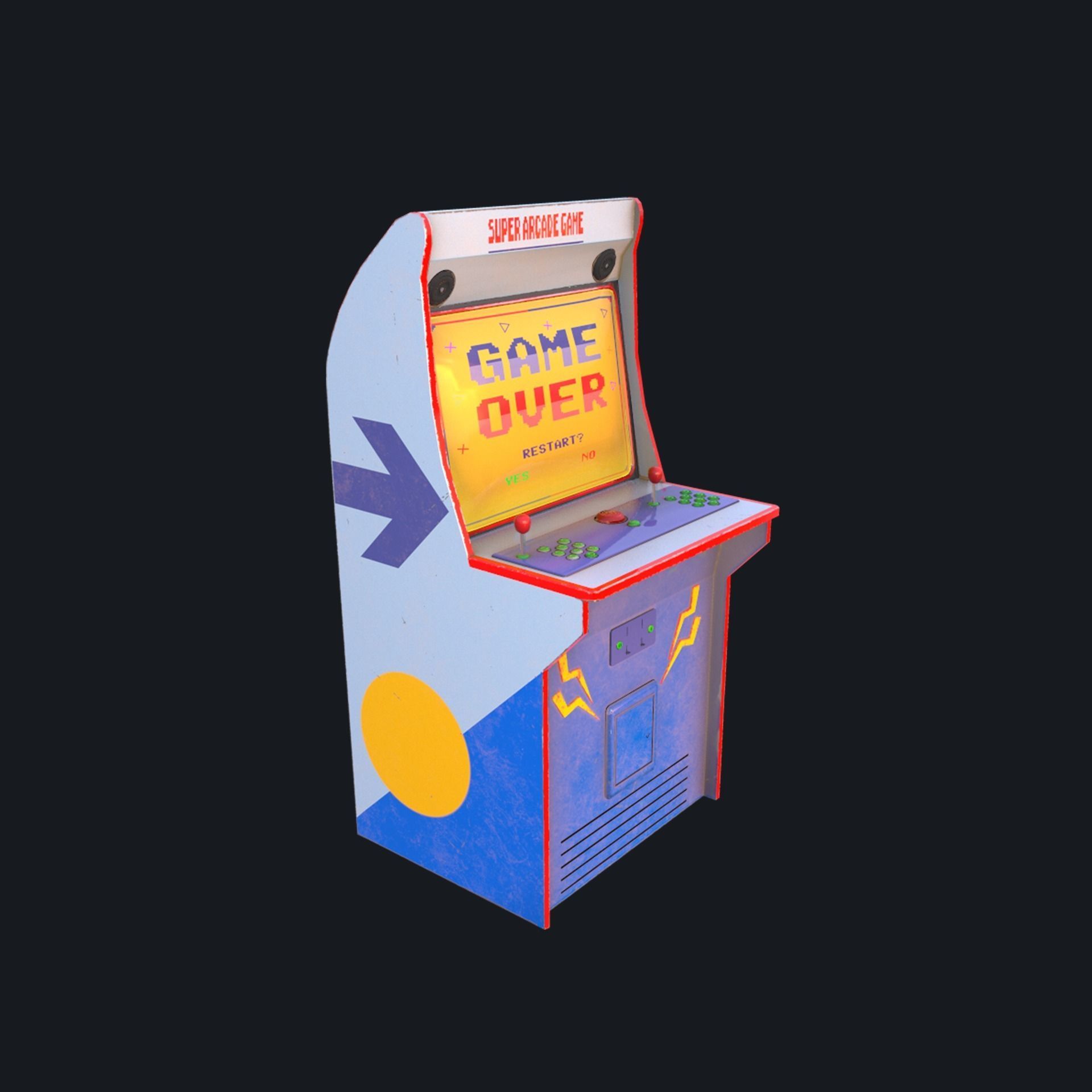 Almost new retro arcade game machine Low-poly free VR / AR / low-poly ...